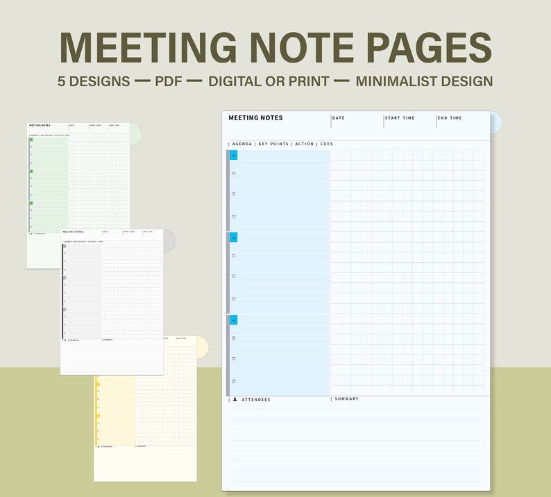 PRINTABLE/DIGITAL Meeting Notes, Agenda, Record for Small Businesses ...