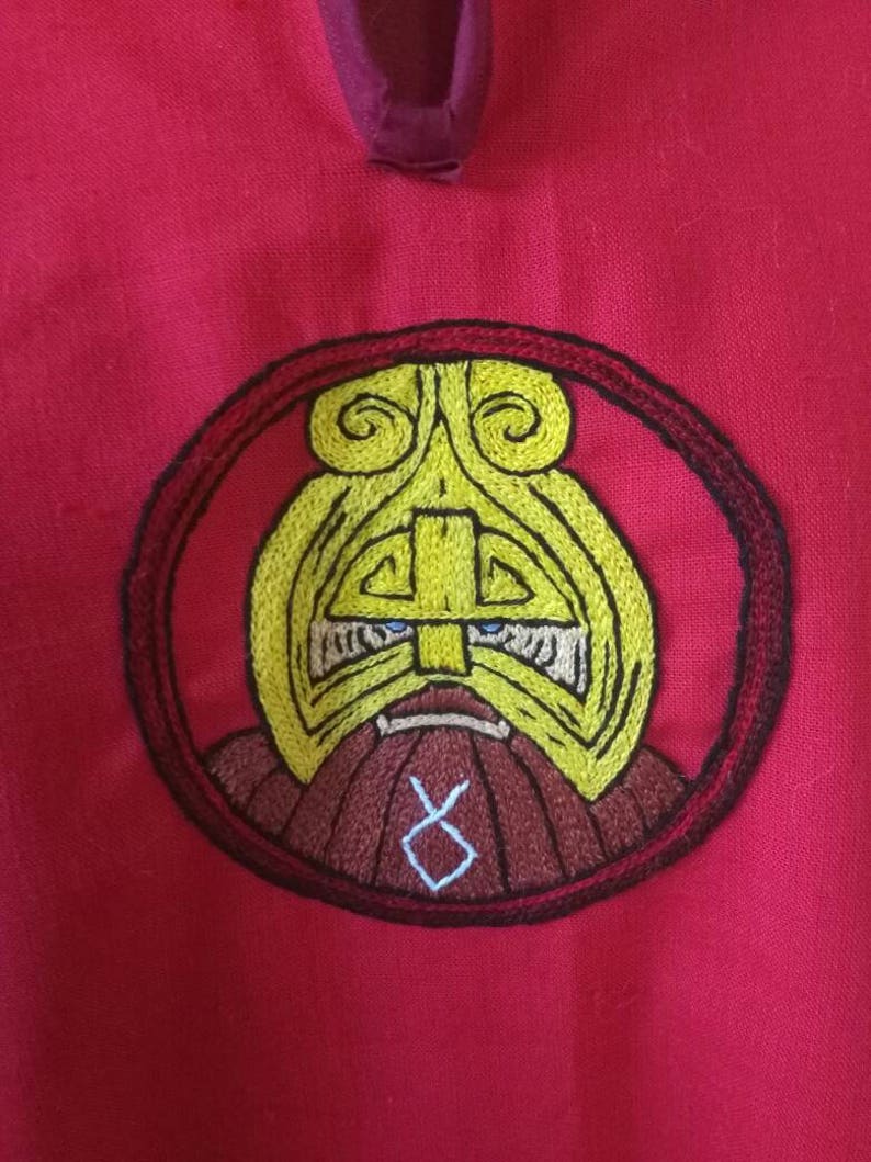 Red Linen Tunic With Dwarven Motif LARP Costume - Etsy