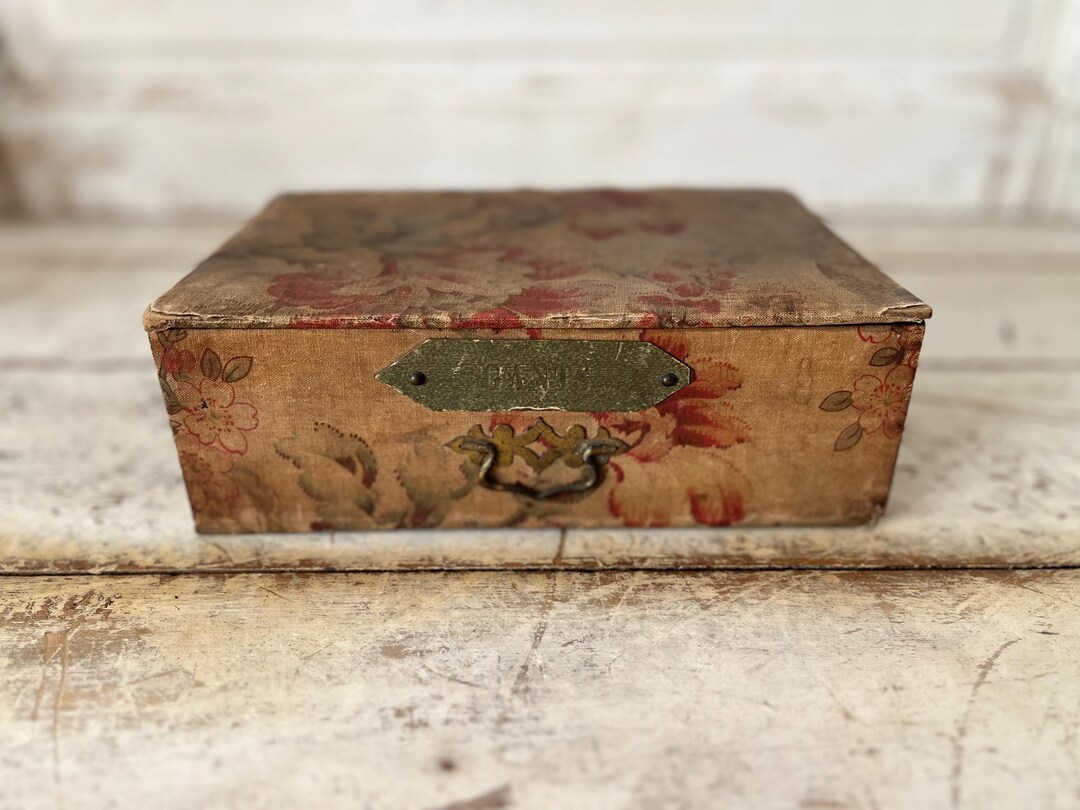 Antique French Fabric Box - Etsy