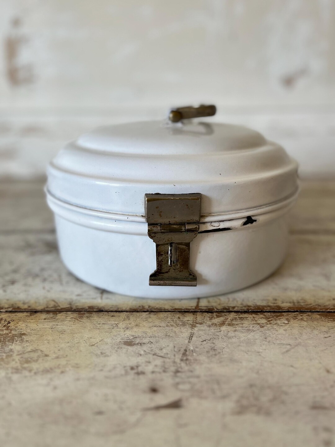 Antique White Enamel Bread Box - Etsy