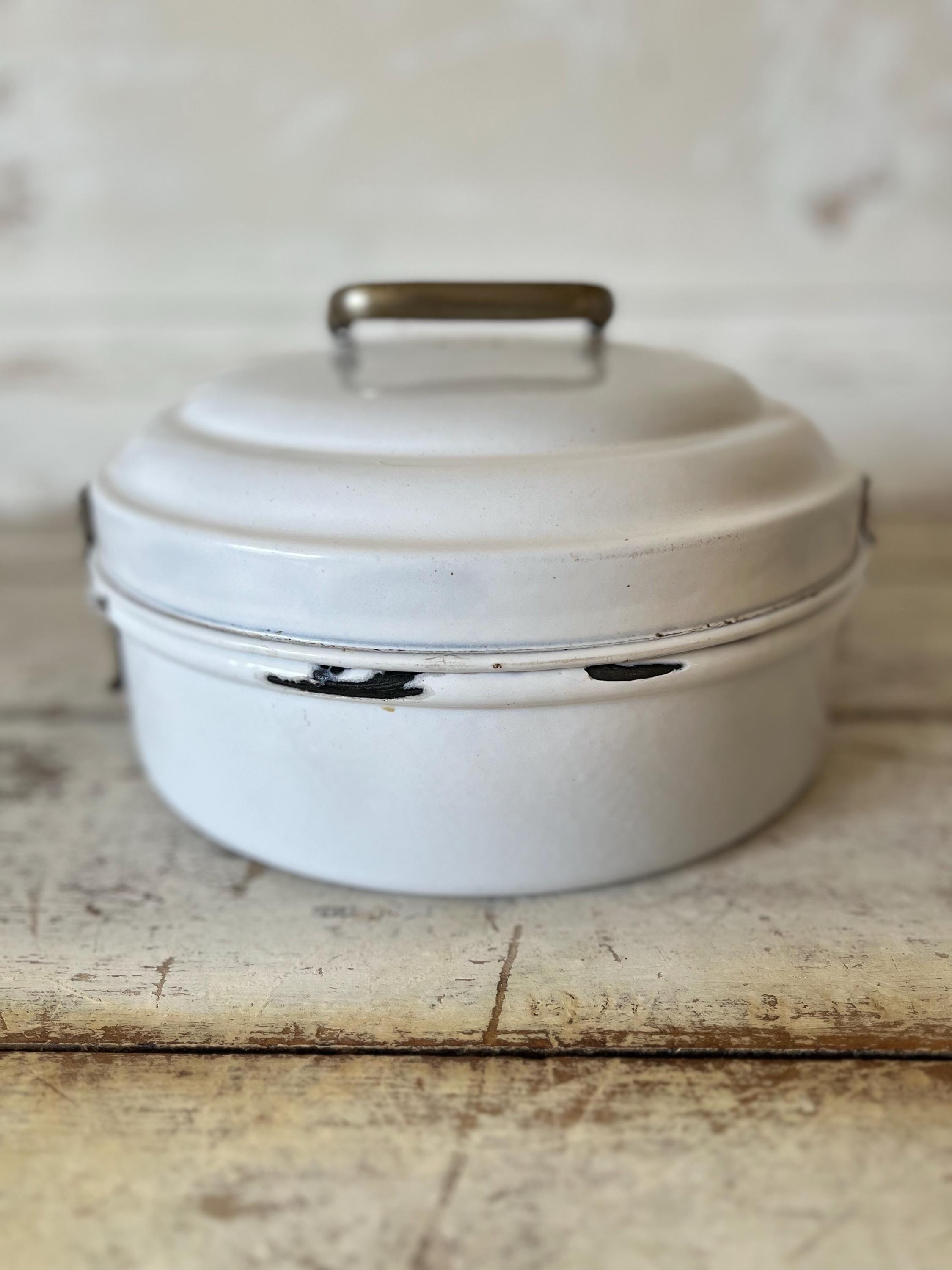 Antique White Enamel Bread Box - Etsy