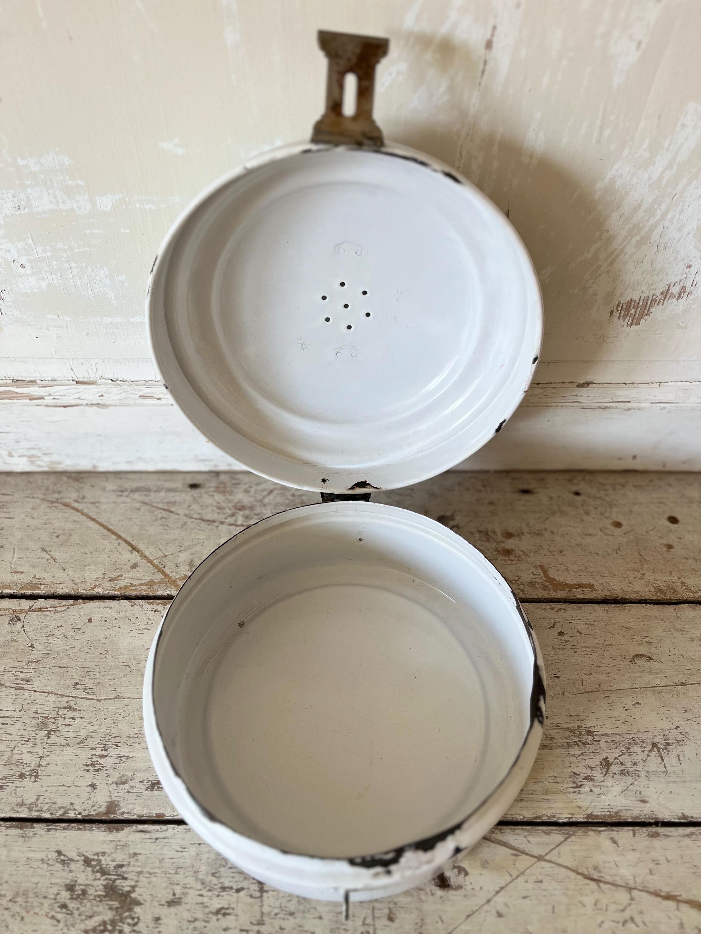 Antique White Enamel Bread Box - Etsy