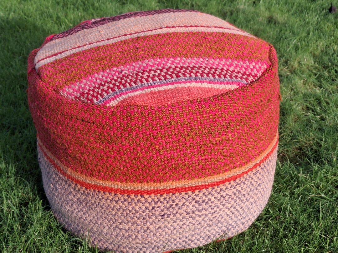 Frazada/peru/sheep Wool/ottoman/pouf/bean Bag/ Hand Woven//vintage ...