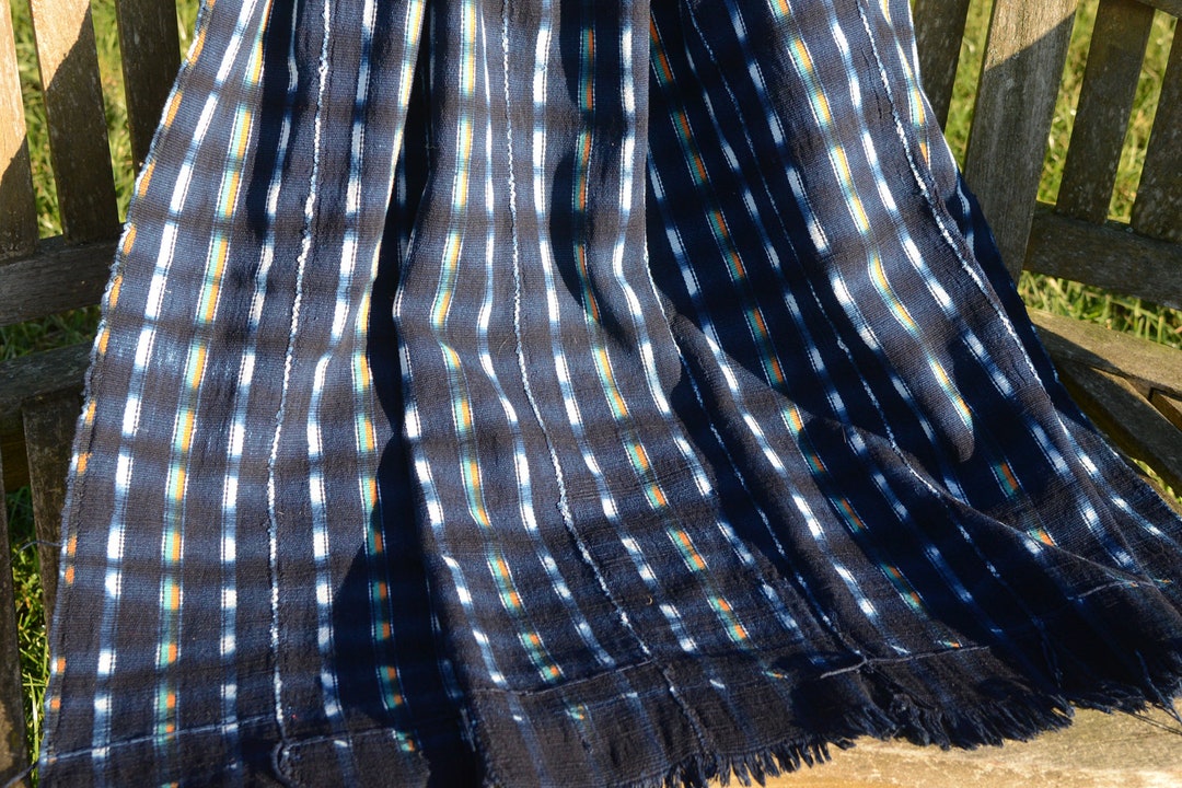 Indigo Wrap Arouroud Skirt/blanket/indigo Blue Strip Woven Cloth ...