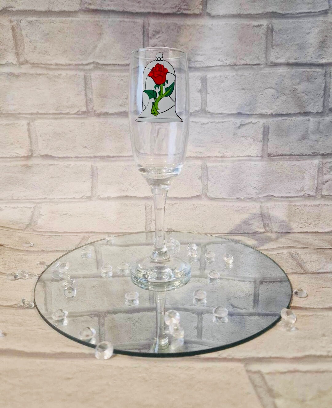 Disney BATB Rose Inspired Wine Glass / Hand Decorated / Permanent Vinyl ...