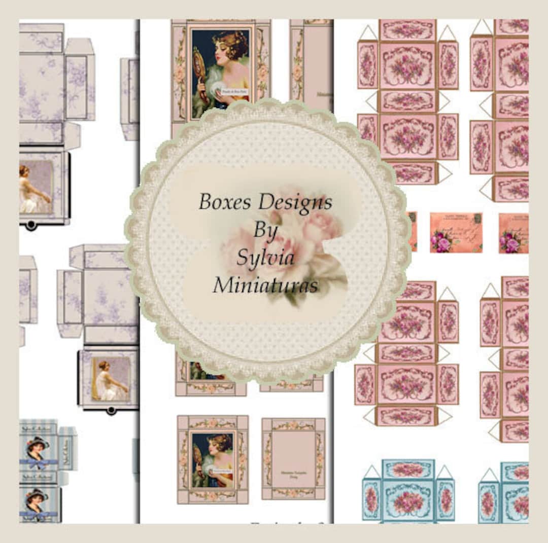 Dollhouses Boxes Paper Digital Download 5 Sheets, 4different Designs ...