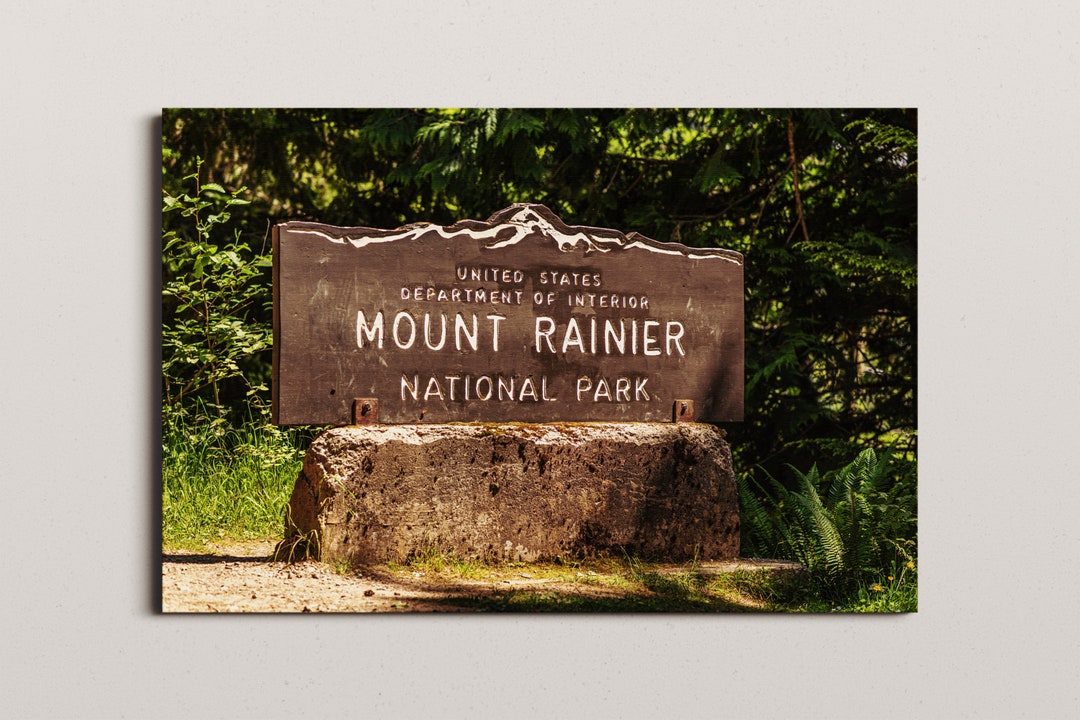 Mt Rainier National Park Sign, Wall Art, Nature Photography, Washington ...