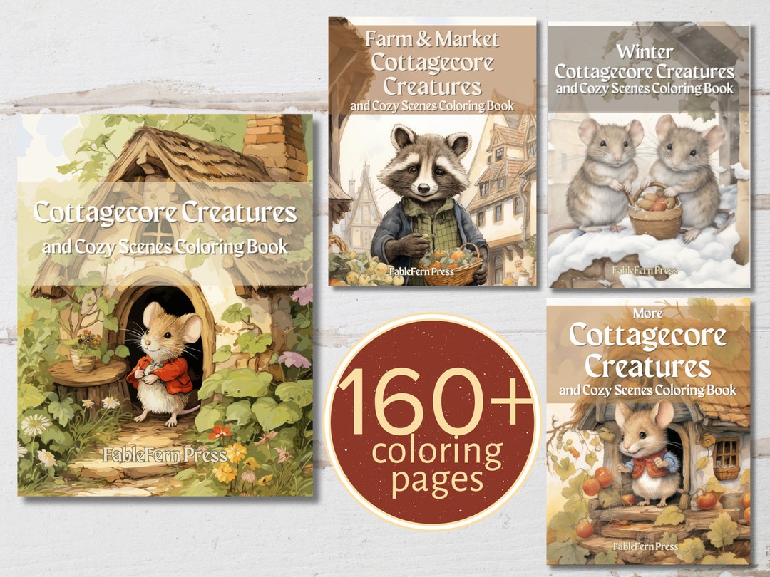 BUNDLE of 160+ Coloring Pages -- All Cottagecore Creatures Coloring ...