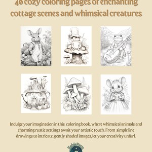 Cottagecore Creatures Coloring Book: 40 Cozy Greyscale Images (PDF ...