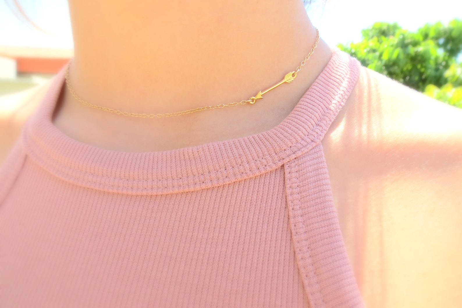 Gold Arrow Necklace, Arrow Choker Necklace, Tiny Arrow Jewelry, Silver ...