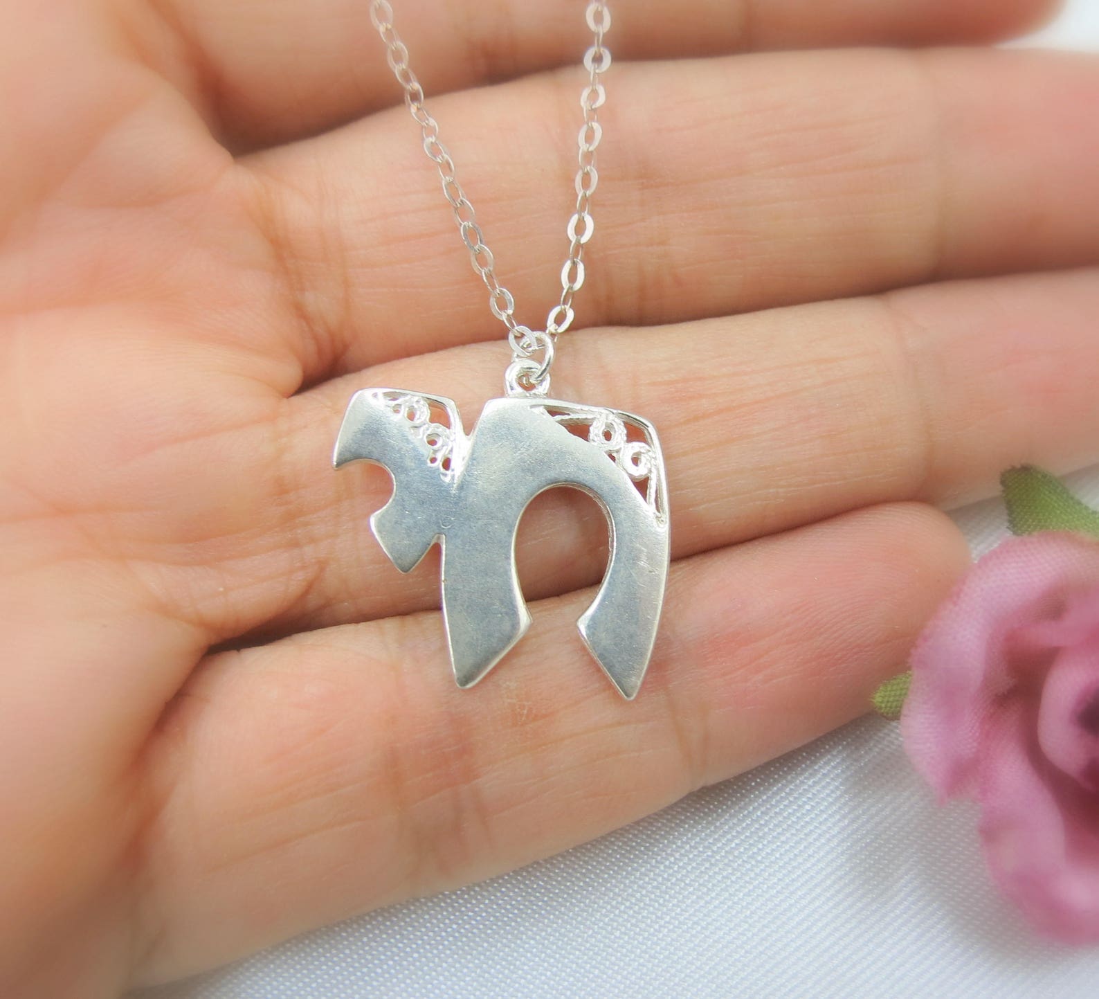 Chai Necklace Chai Pendant Sterling Silver Chai Necklace | Etsy