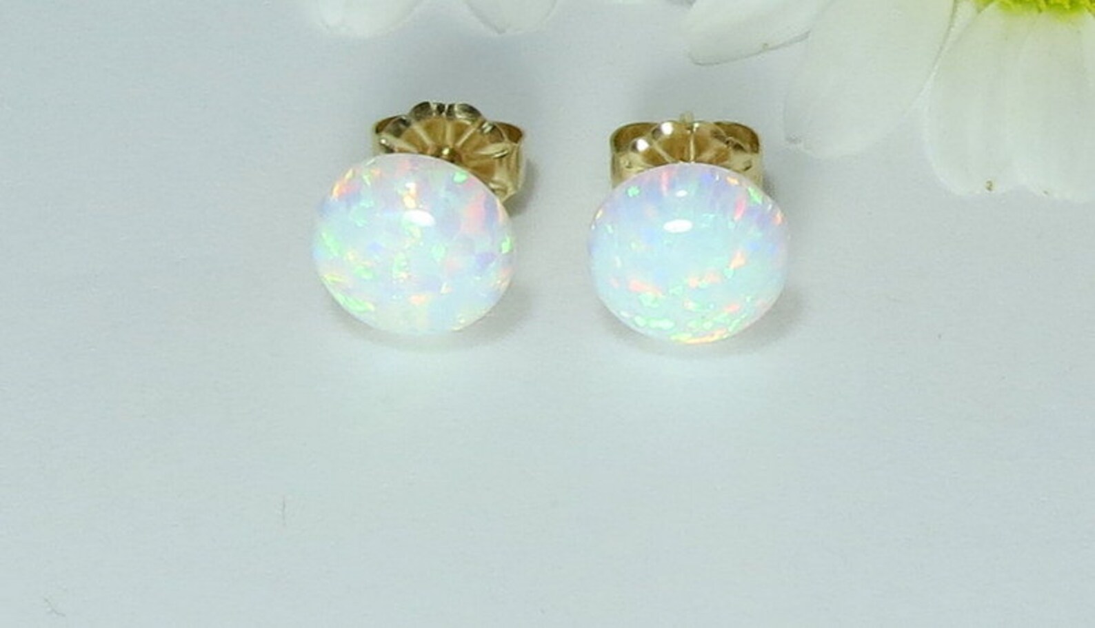 OPAL Stud Earrings, White Opal, Gemstone Earrings, Dainty Opal Earrings ...