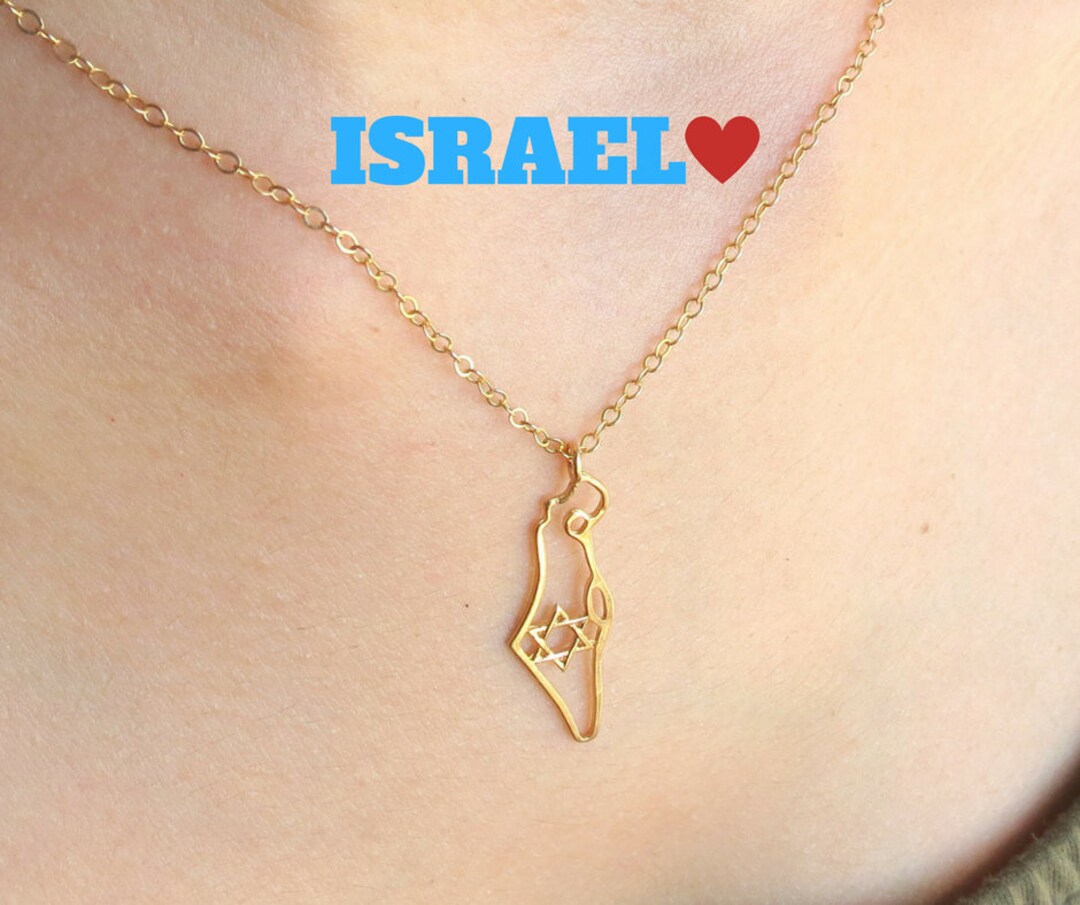 ISRAEL Map Necklace, Israel Necklace, Jewish Jewelry, Holy Land ...