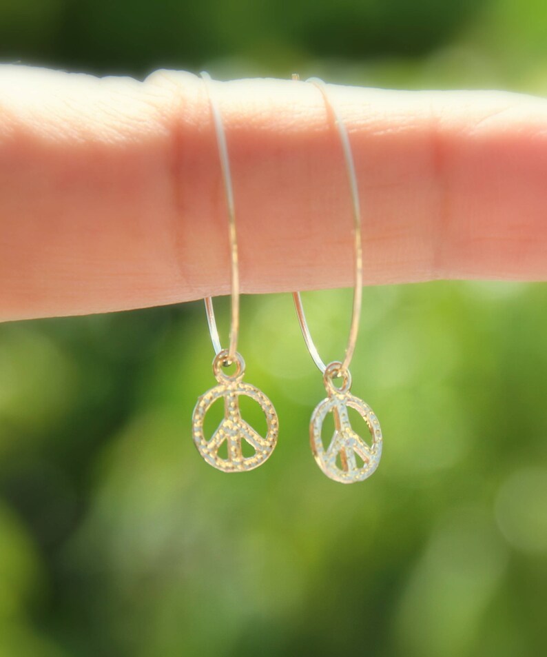 Peace Earrings, Peace Sign Jewelry, Peace Sign Hoops, Peace Symbol ...