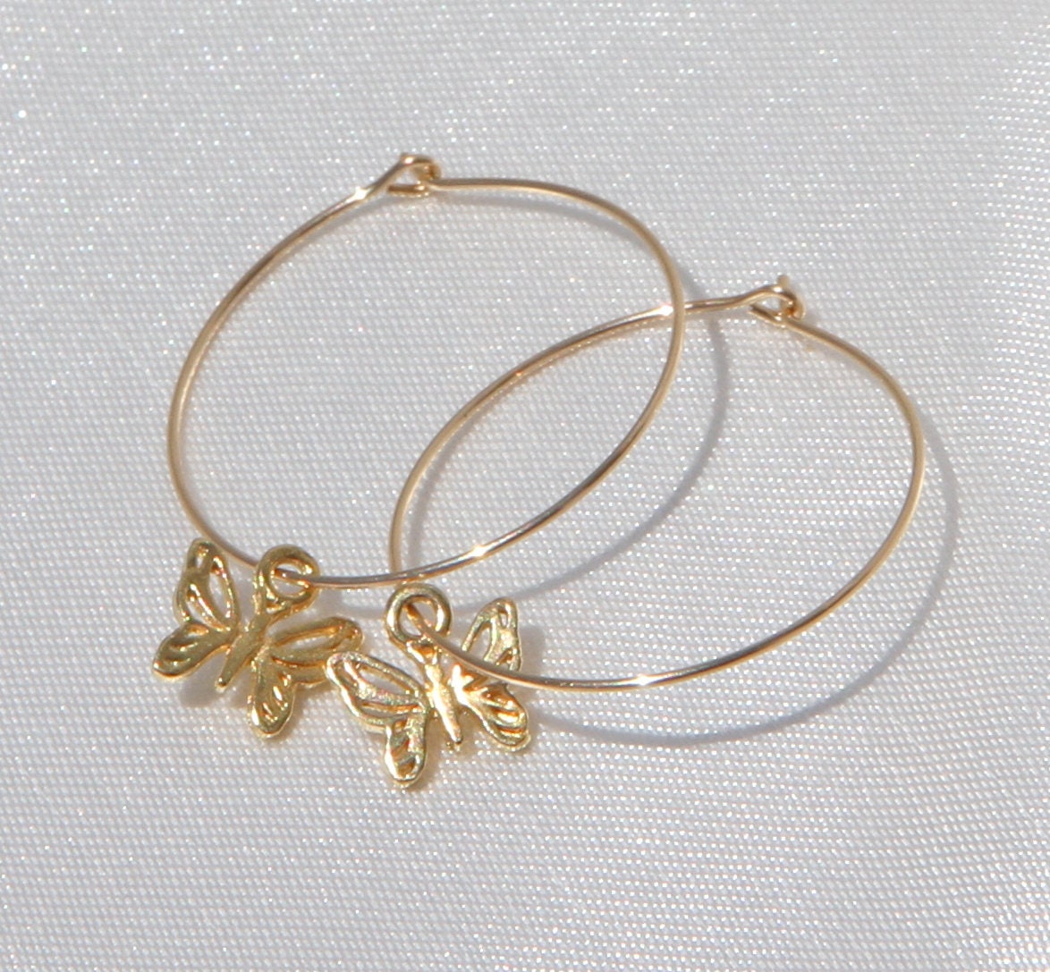 Butterfly Earrings, Butterfly Hoop Earrings, Thin and Dainty Hoops ...