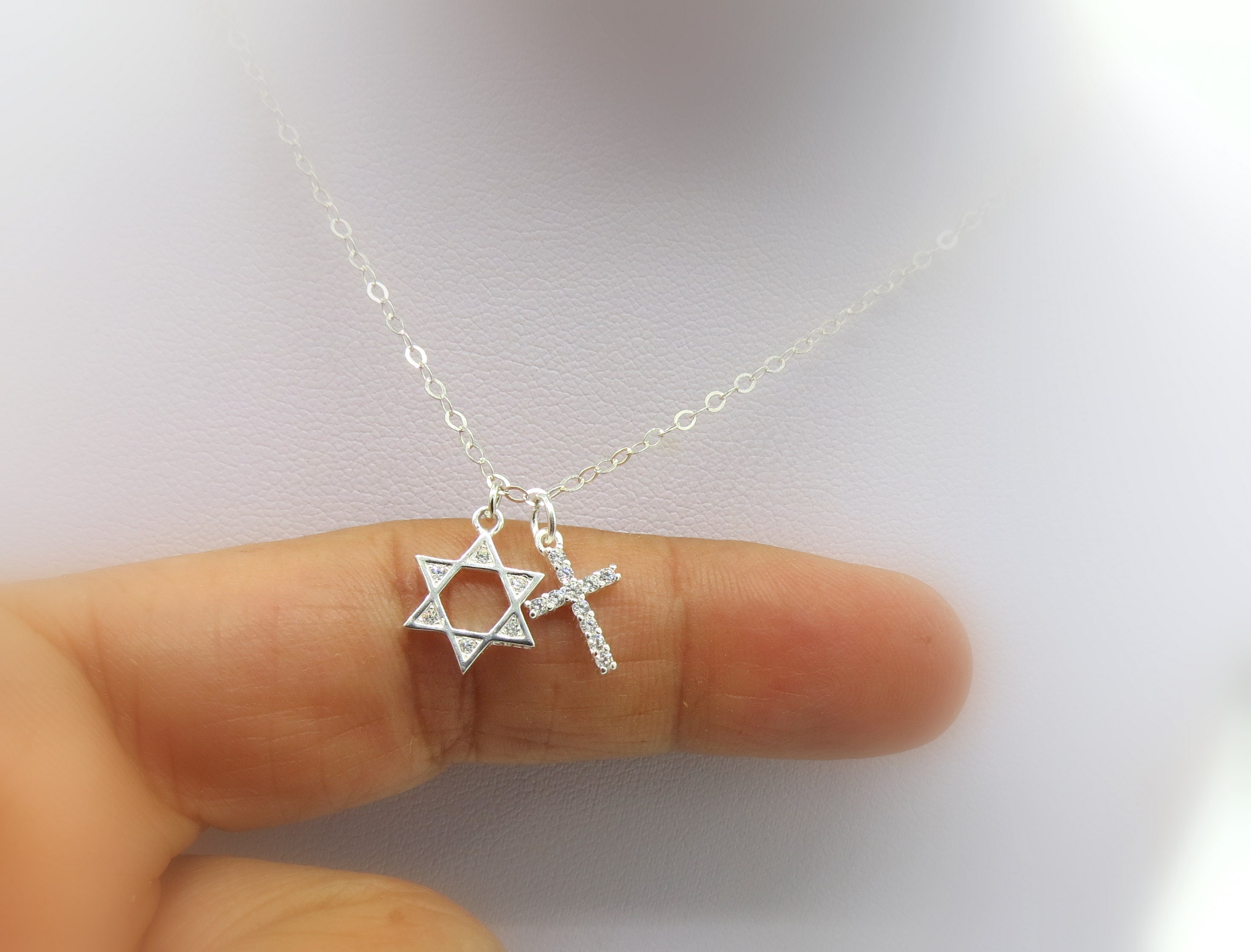 Star of David with Cross Necklace Cross With David Star | Etsy