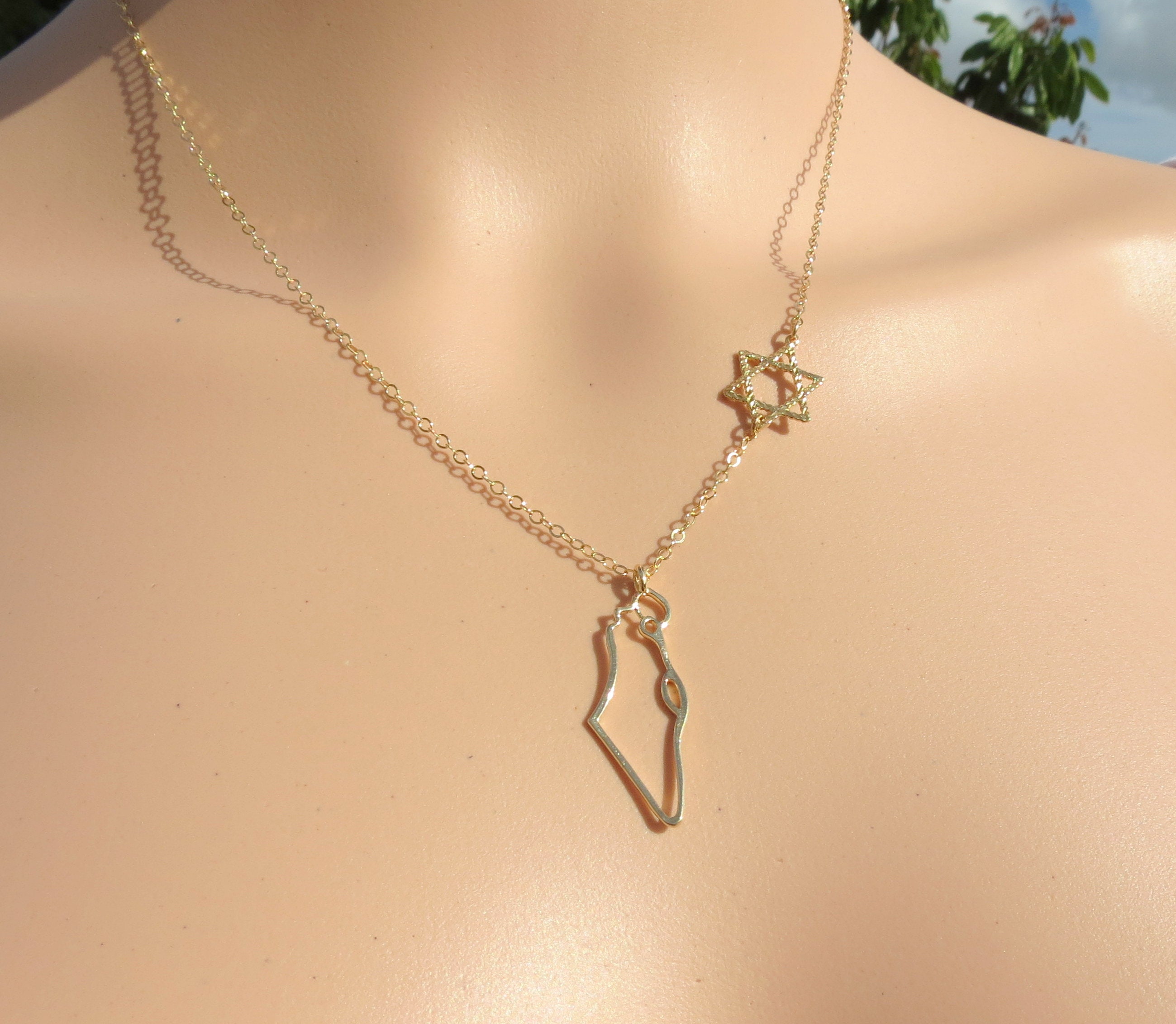ISRAEL Map Necklace Israel Necklace Jewish Jewelry Holy | Etsy