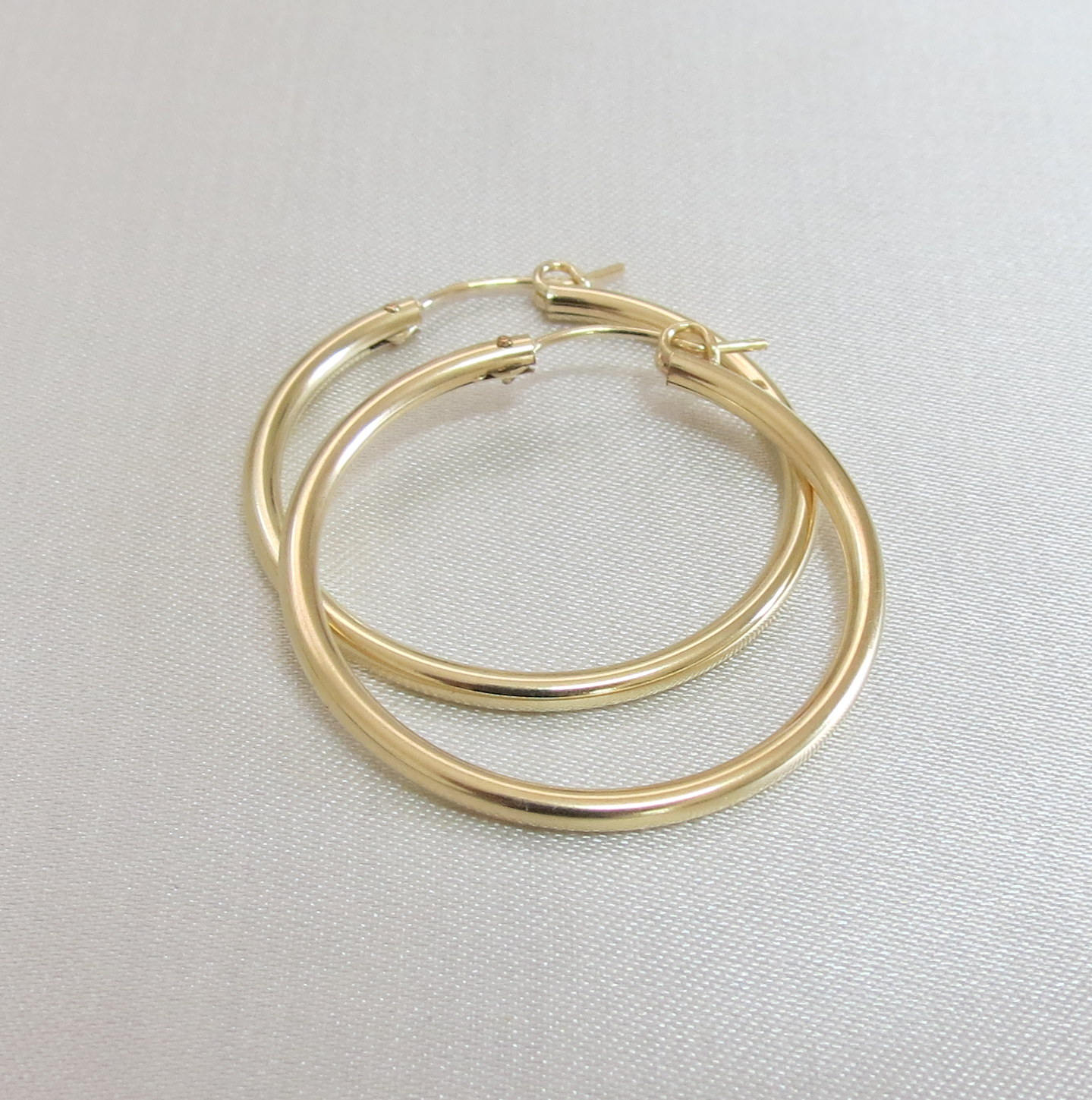 Gold Hoop Earrings Large Gold Hoops 2mm Thickness Hoops - Etsy