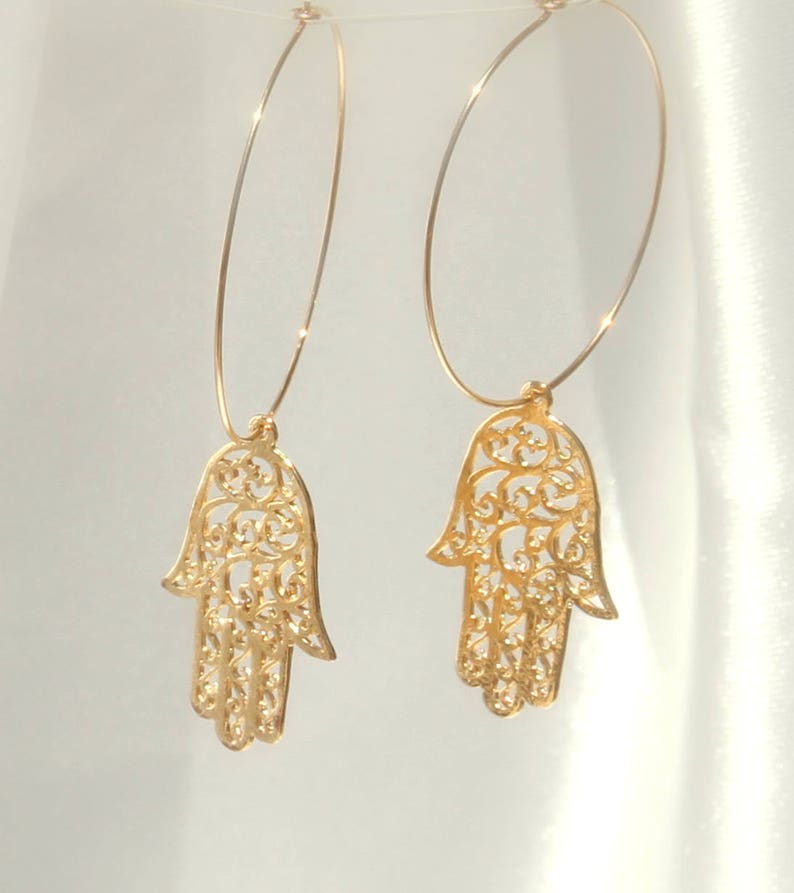 Large Hamsa Hand Necklace Protection Hand Gold Filled Hamsa - Etsy