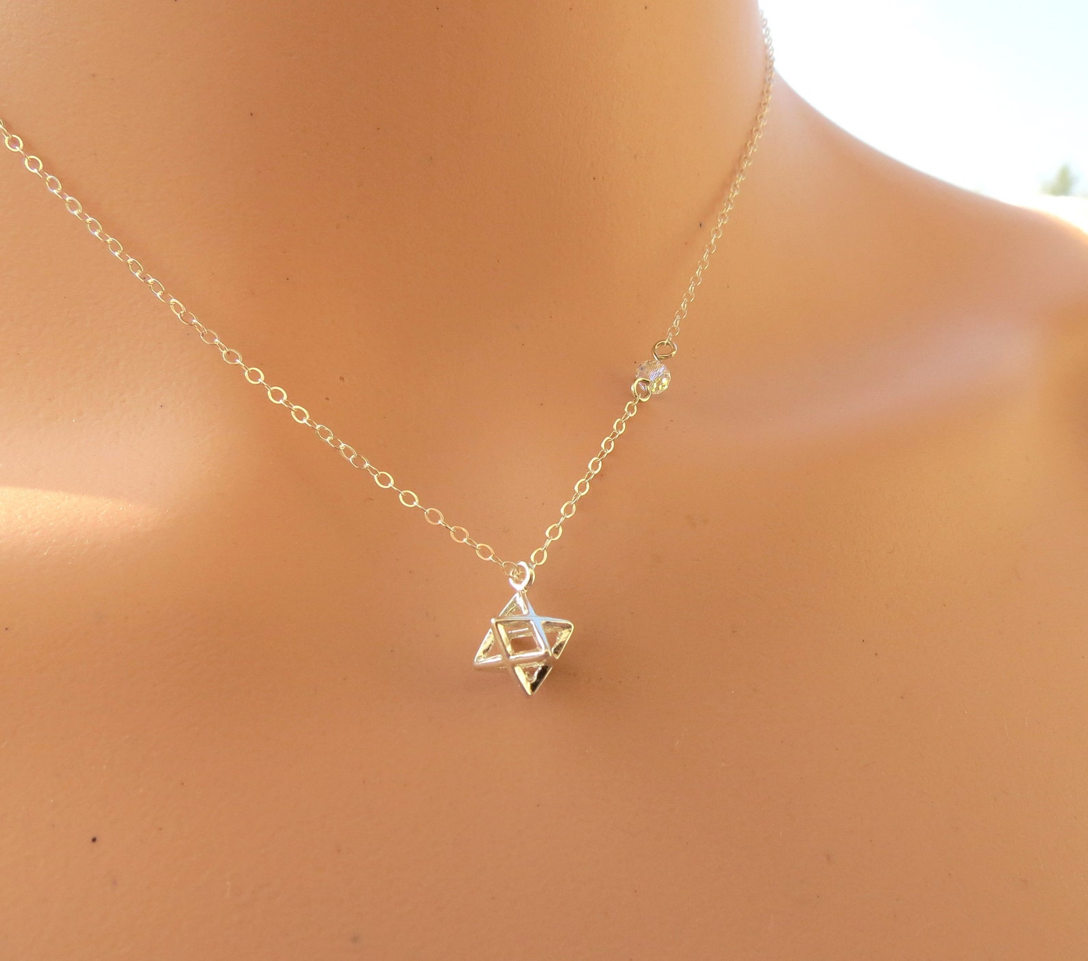 Merkaba Necklace, Merkaba Pendant, Kabbalah Jewelry, 3D Star of David ...