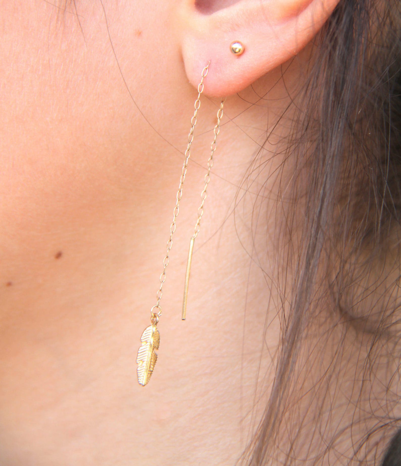 Star Thread Earrings Gold Filled Threader Earrings Stars | Etsy