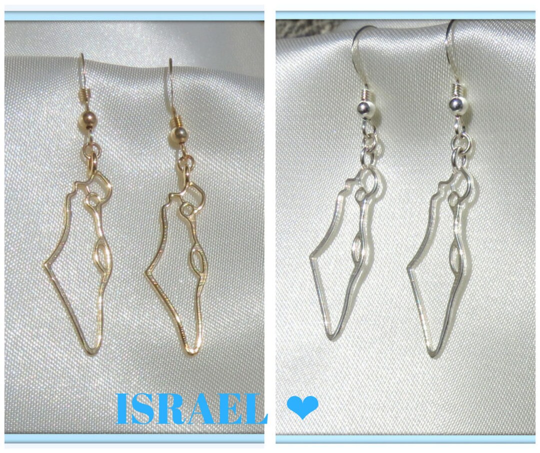Israel Earrings, Israel Map Earrings, Country Pendant, Jewish Jewelry ...