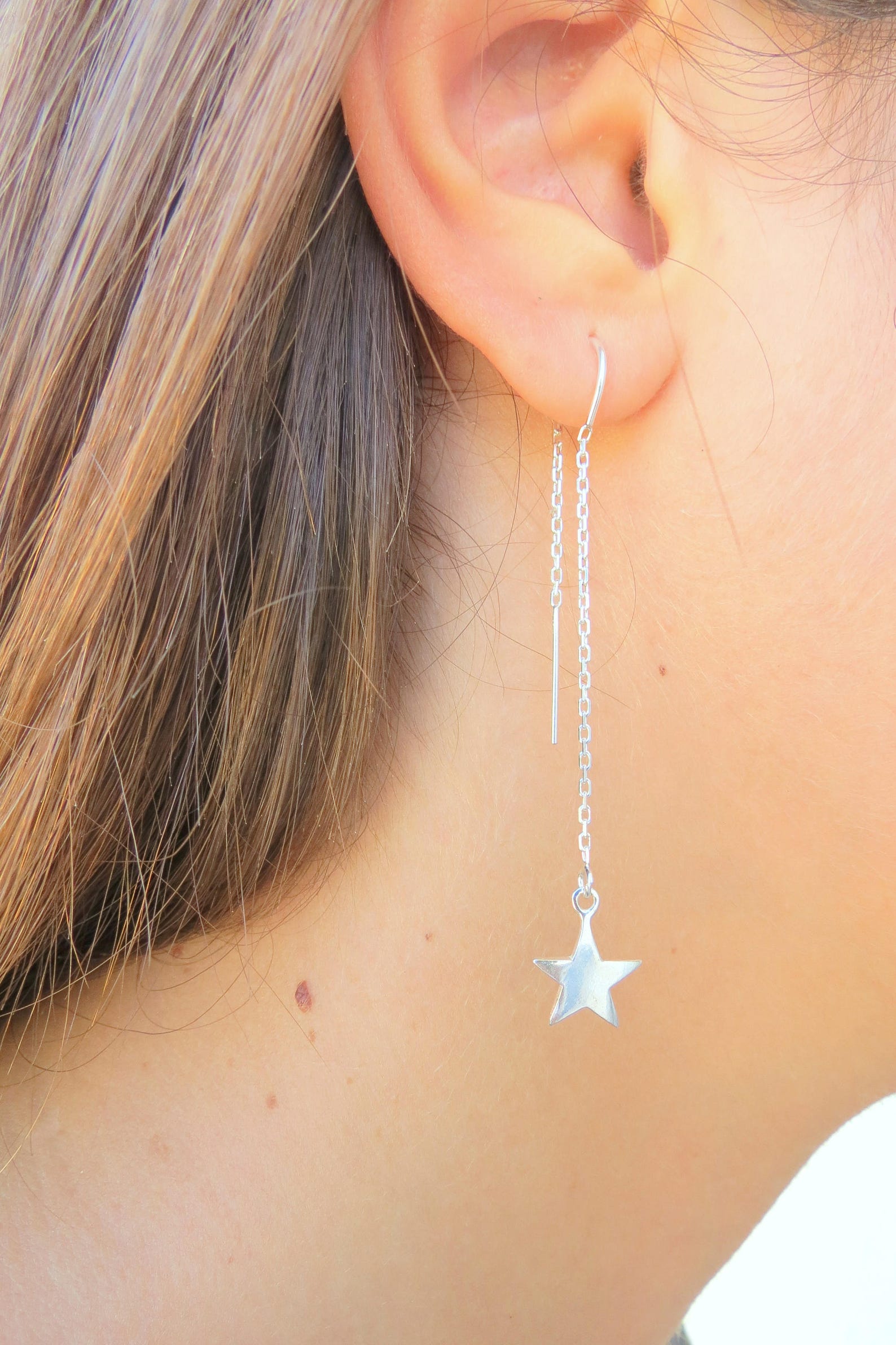 Star Thread Earrings Gold Filled Threader Earrings Stars | Etsy