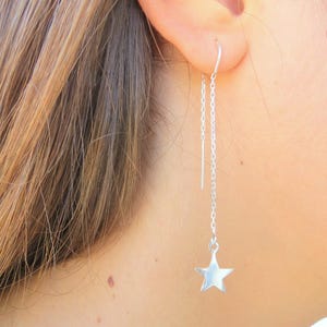 Star Thread Earrings, Gold Filled Threader Earrings, Stars Earrings ...