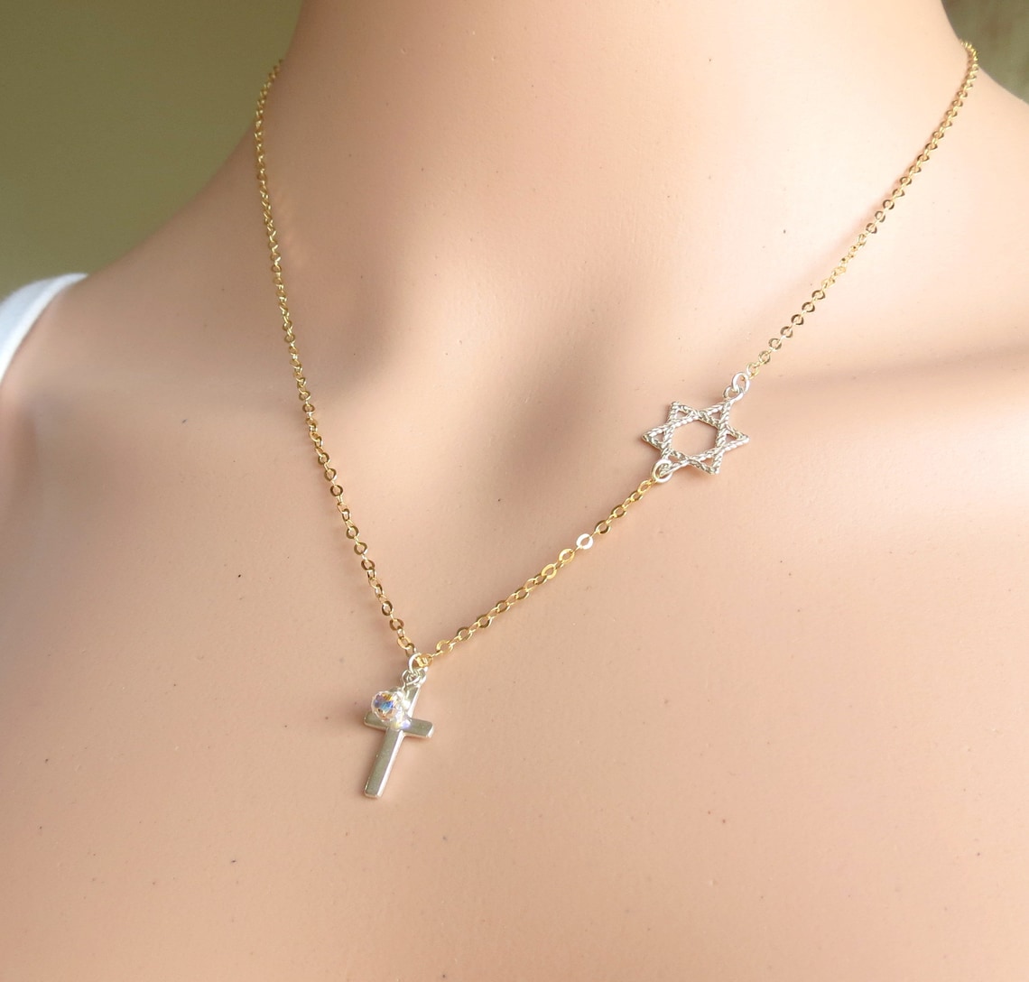 Star of David With Cross Necklace Cross With David Star - Etsy