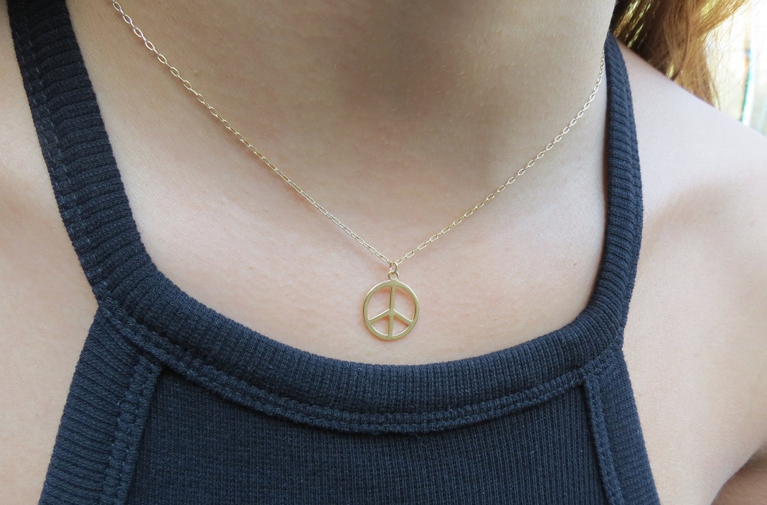 Peace Sign Necklace, Gold Filled Peace Necklace, Silver Peace Necklace ...