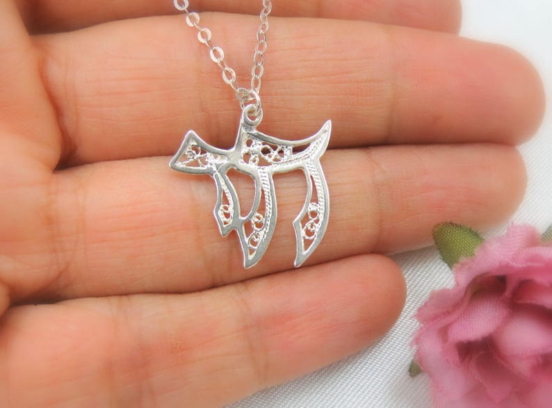 Chai Necklace Chai Pendant Sterling Silver Chai Necklace - Etsy