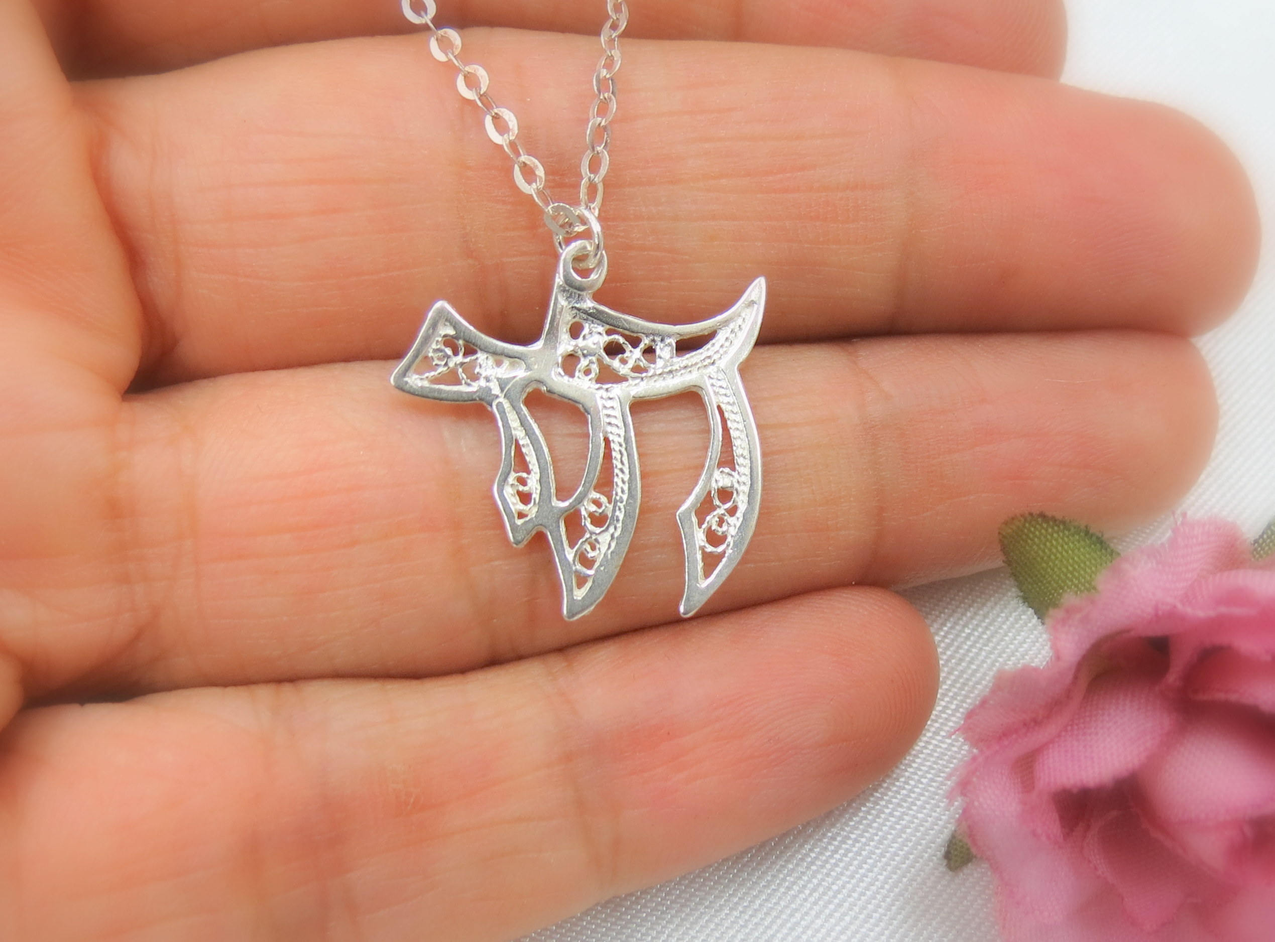 Chai Necklace Chai Pendant Sterling Silver Chai Necklace | Etsy