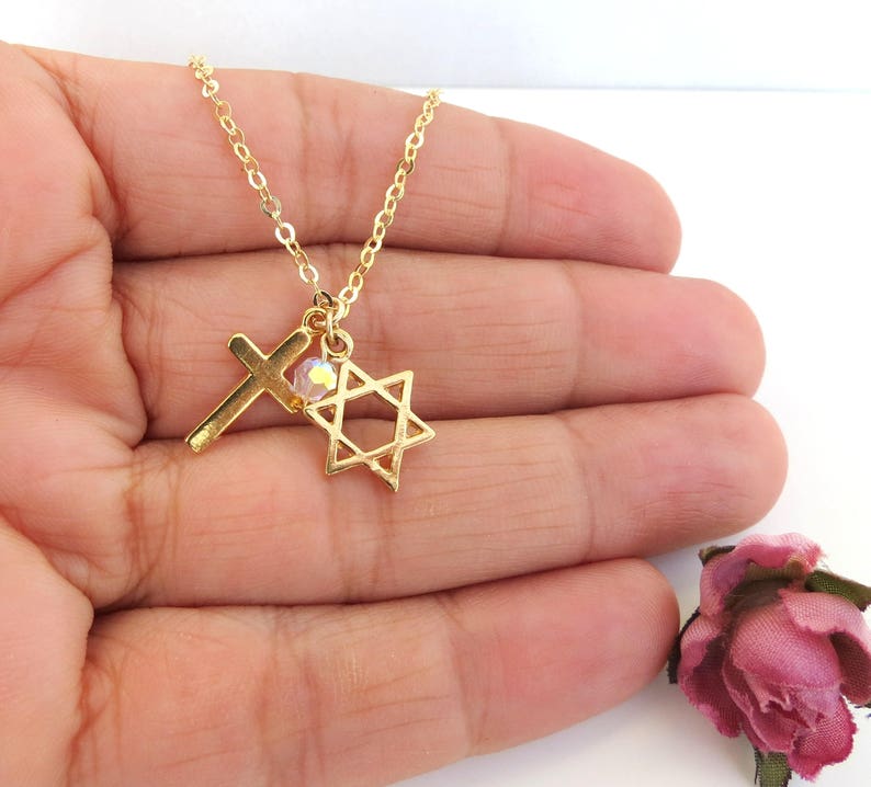 Star of David with Cross Necklace Cross With David Star | Etsy