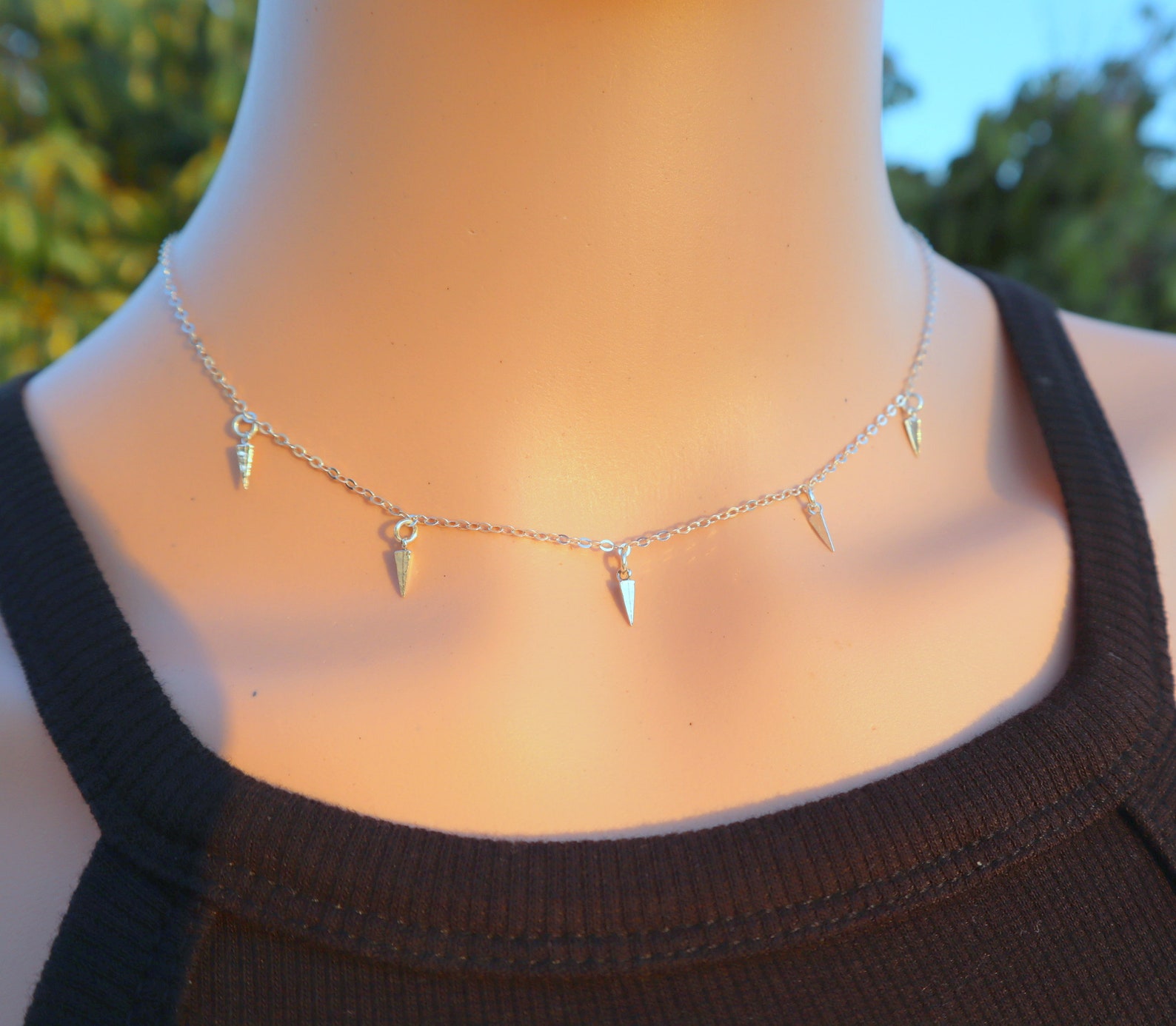 Gold Spike Choker Necklace Tiny Spikes Necklace Silver Spike | Etsy