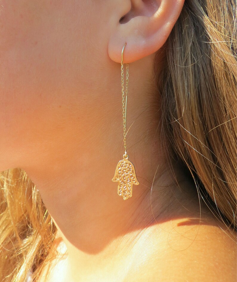 Large Hamsa Hand Necklace Protection Hand Gold Filled Hamsa - Etsy