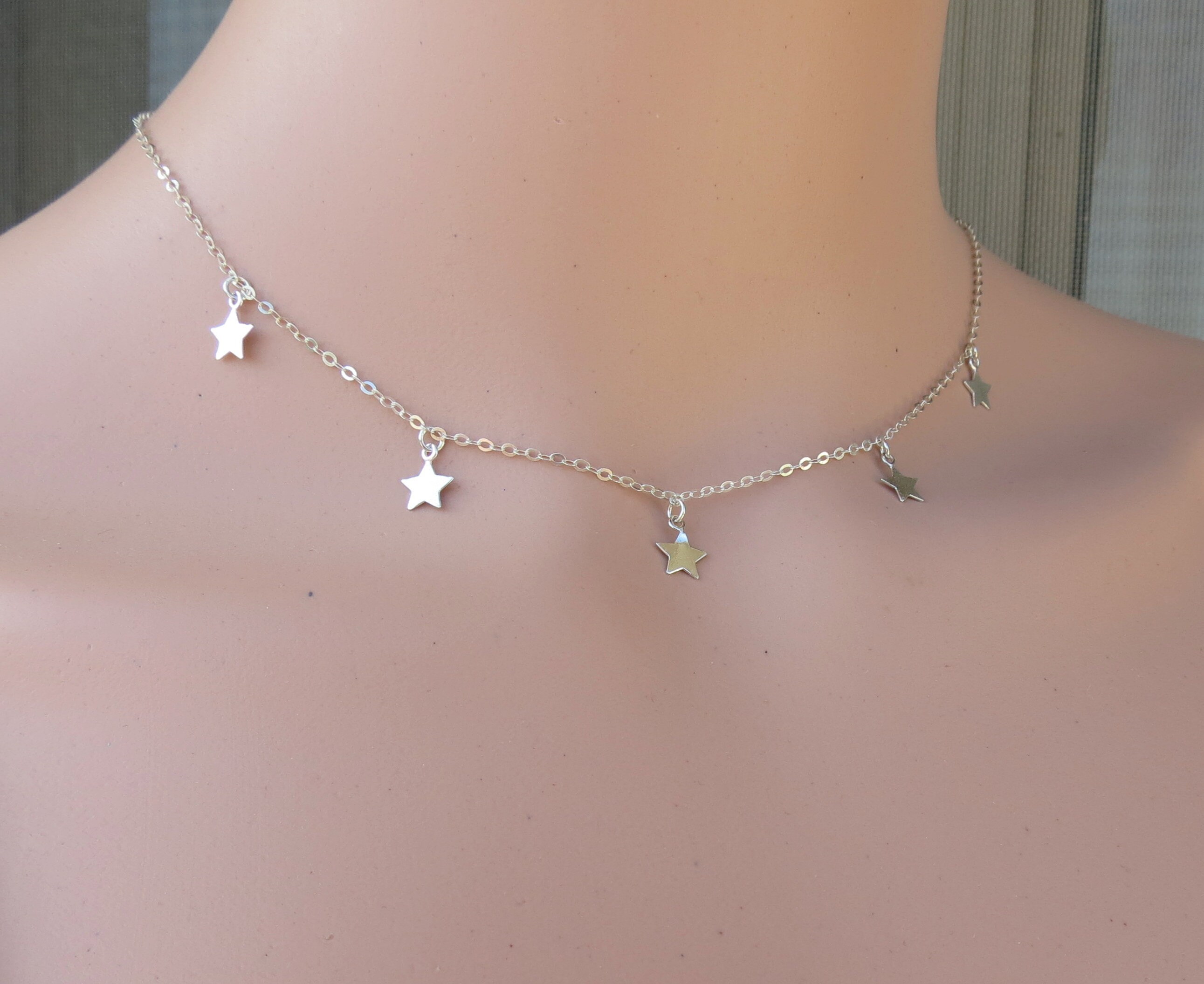 Gold Star Choker Necklace Star Necklace Tiny Stars Necklace | Etsy