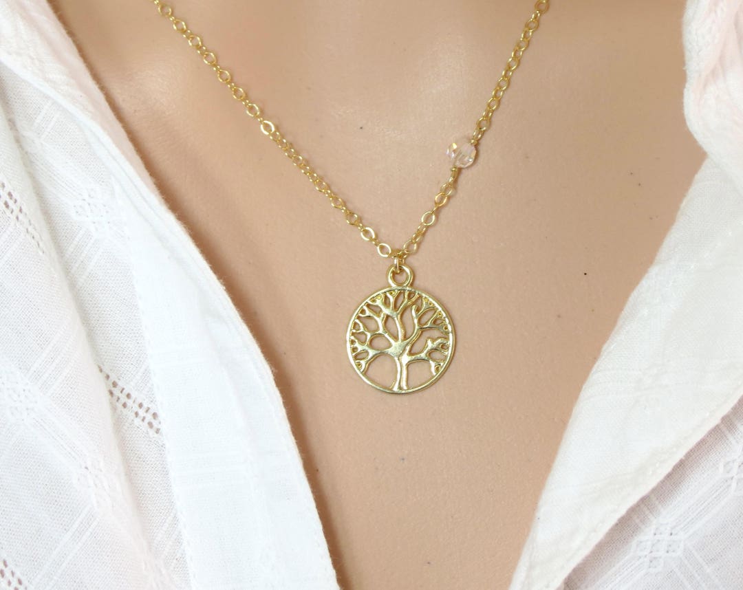 Tree of Life Necklace, 14kt Gold Filled Necklace, Small Gold Tree of ...