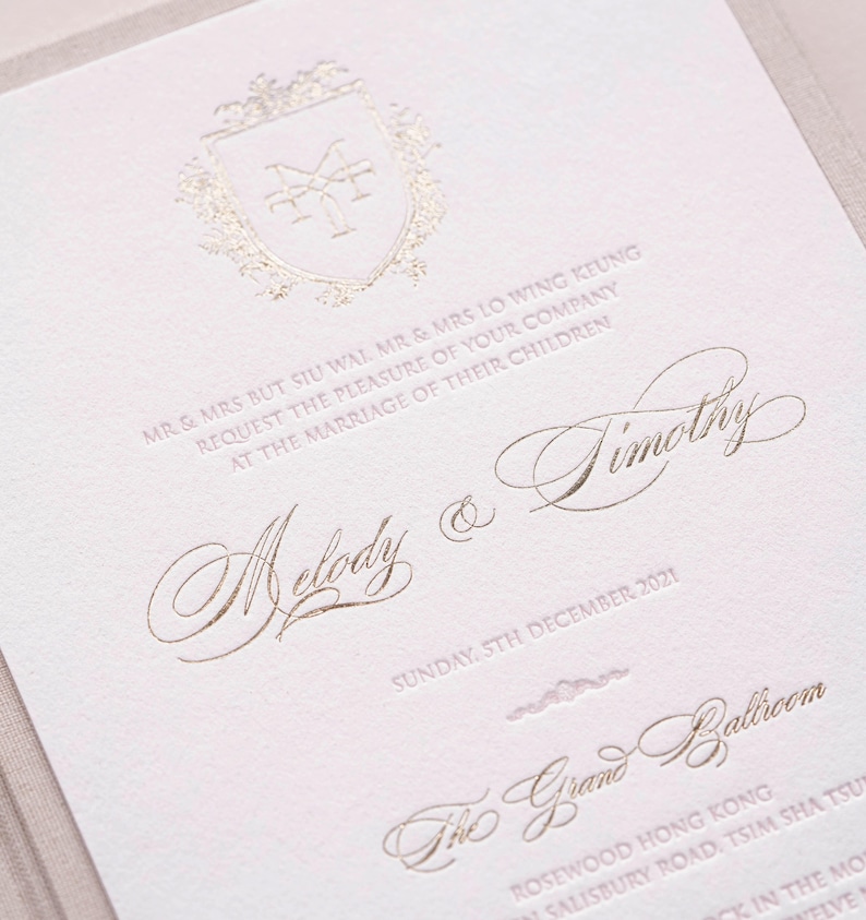Luxury Wedding Invitation Folio, Invitation Box, Custom Crest, Foil ...