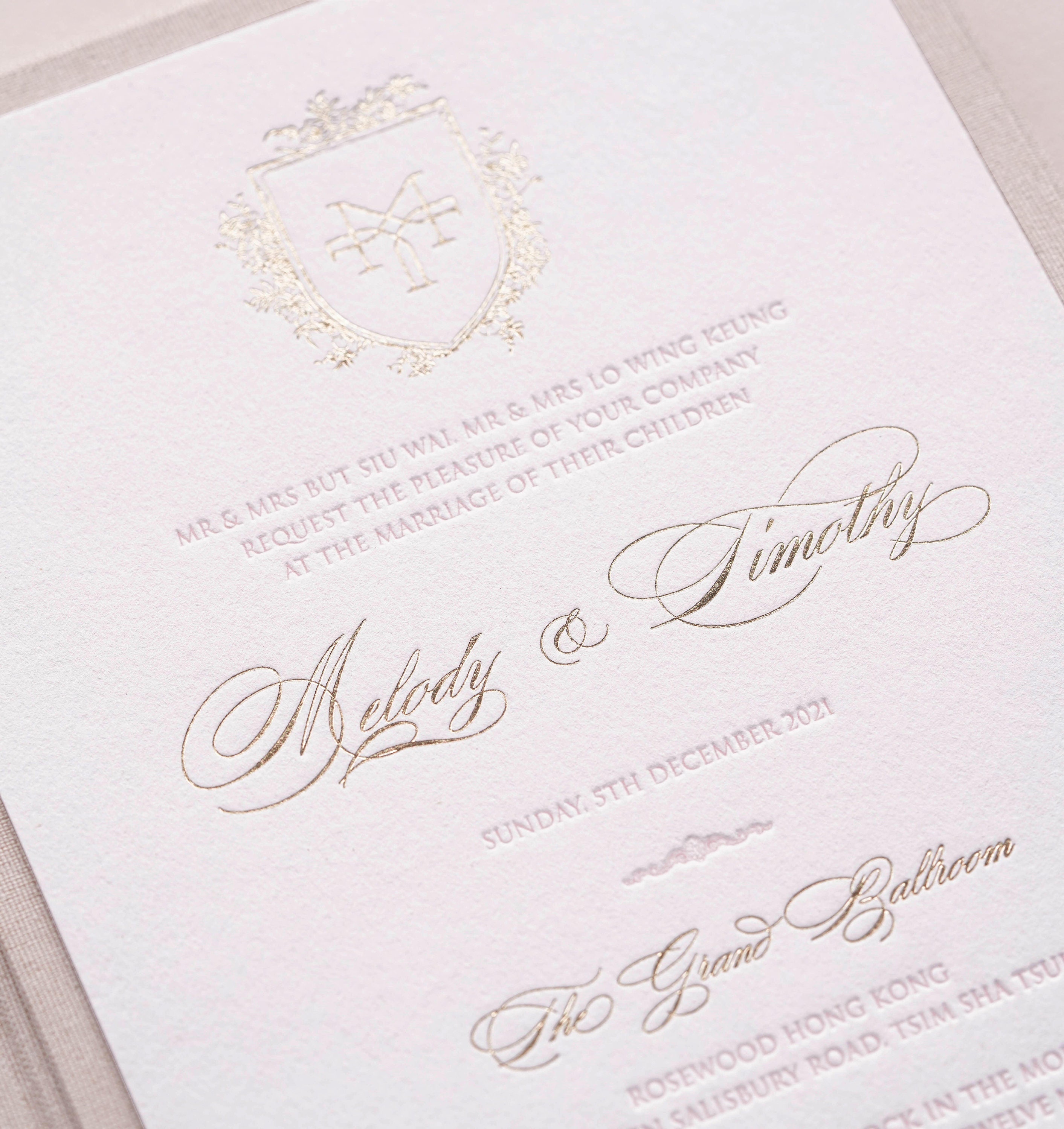 Luxury Wedding Invitation Folio, Invitation Box, Custom Crest, Foil ...