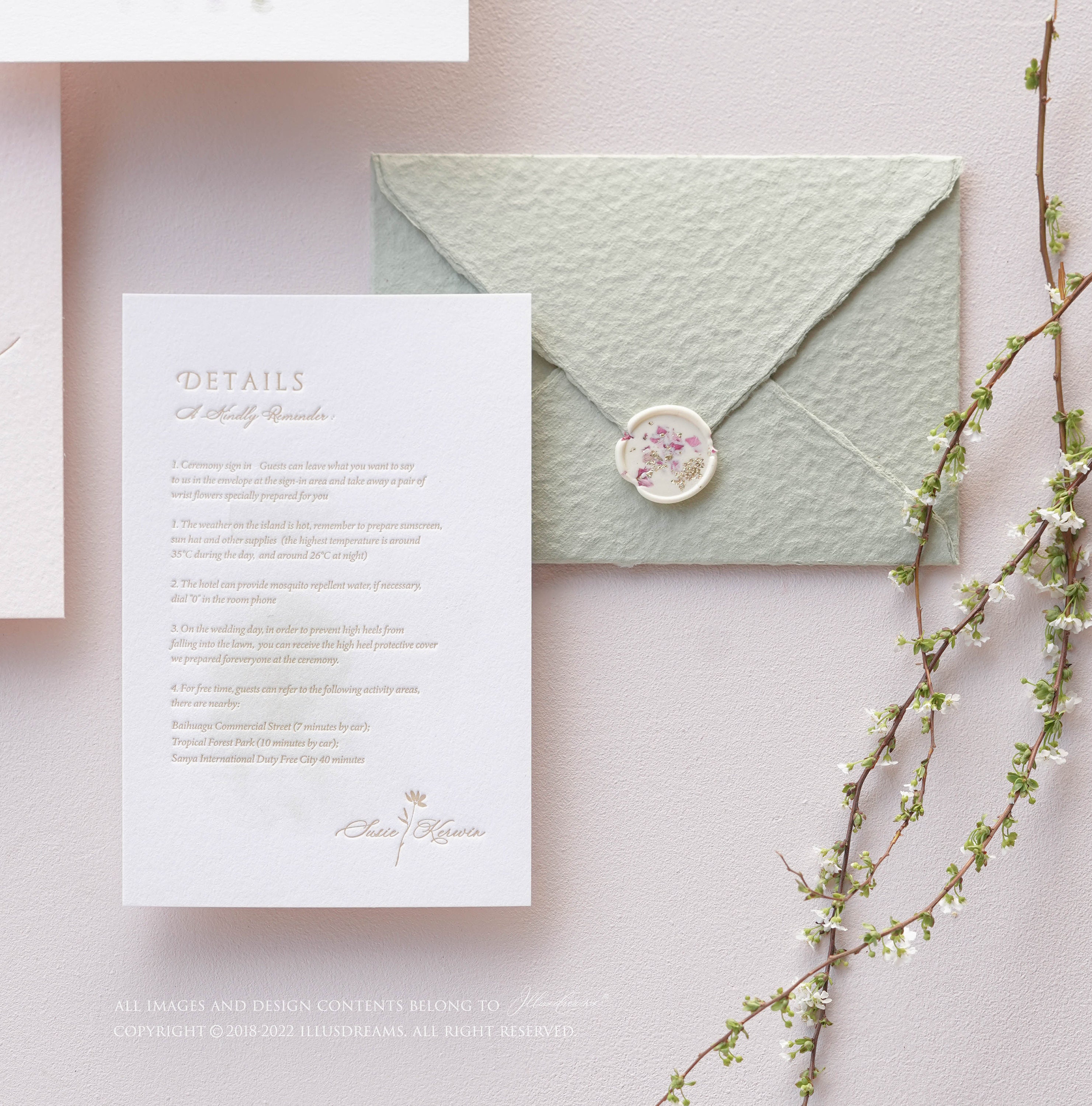 The Ethereal Suite, Letterpress Wedding Invitation, Wildflower ...