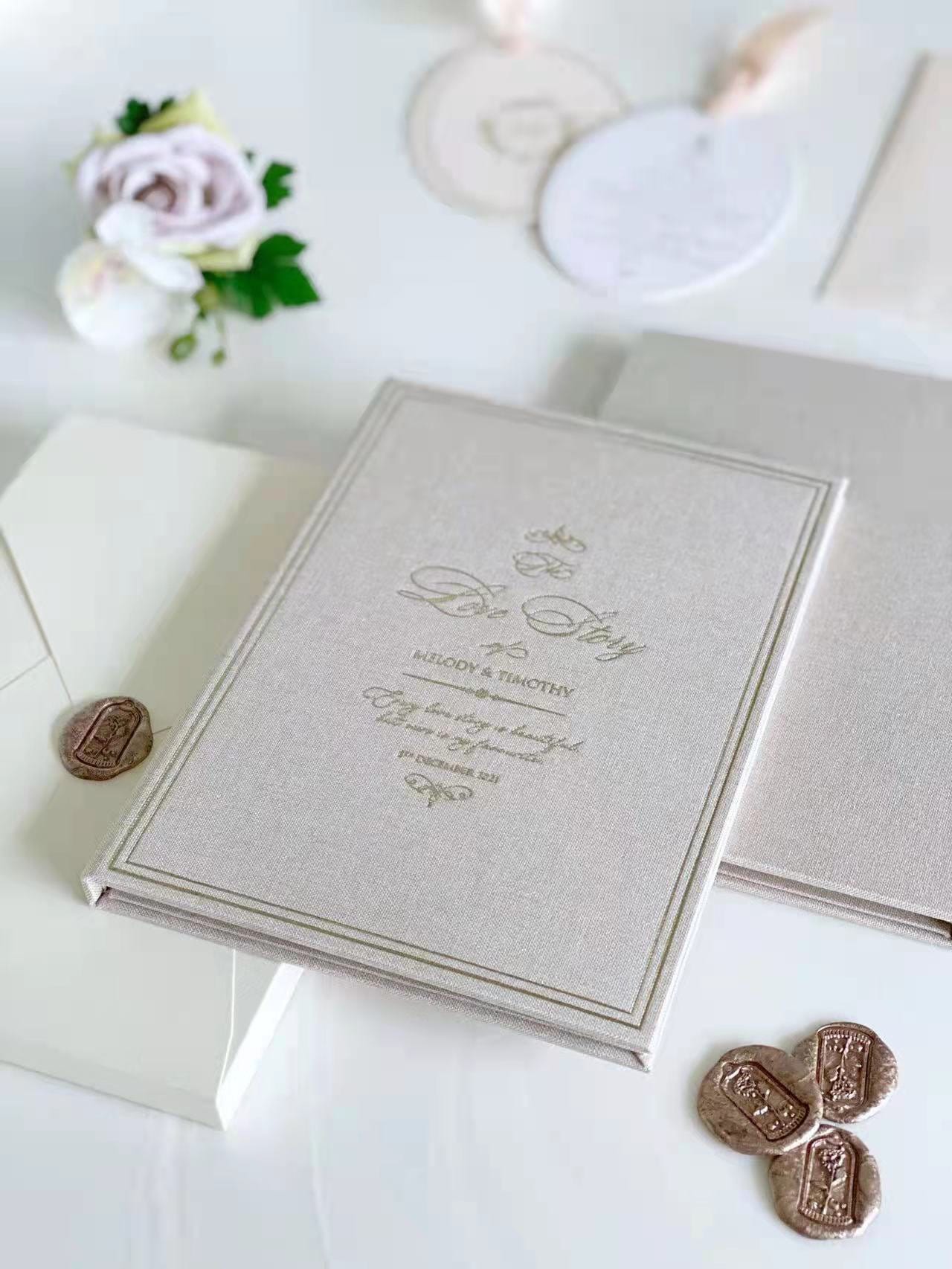 Luxury Wedding Invitation Folio, Invitation Box, Custom Crest, Foil ...