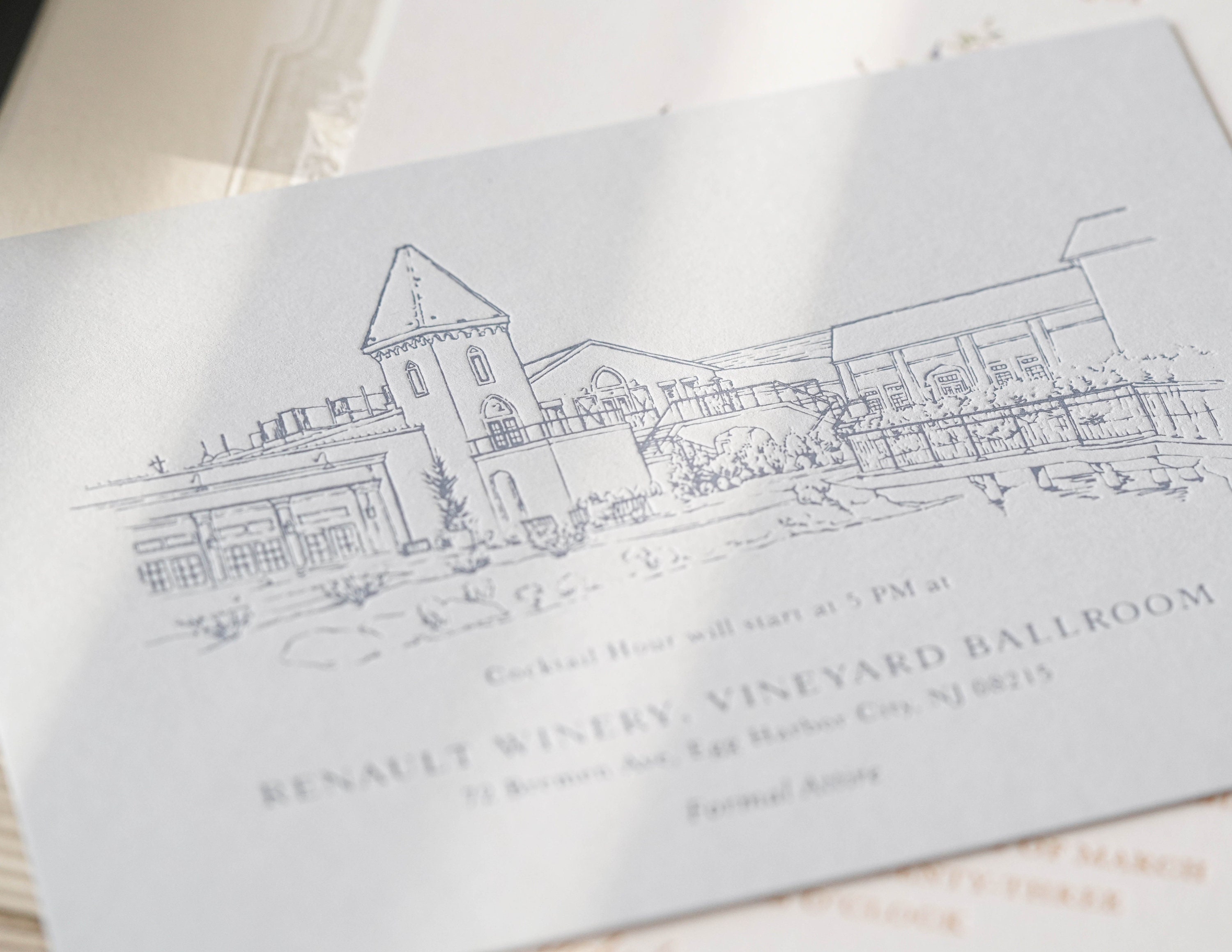 Personalized Letterpress Wedding Invitation With Hand-painted Custom ...