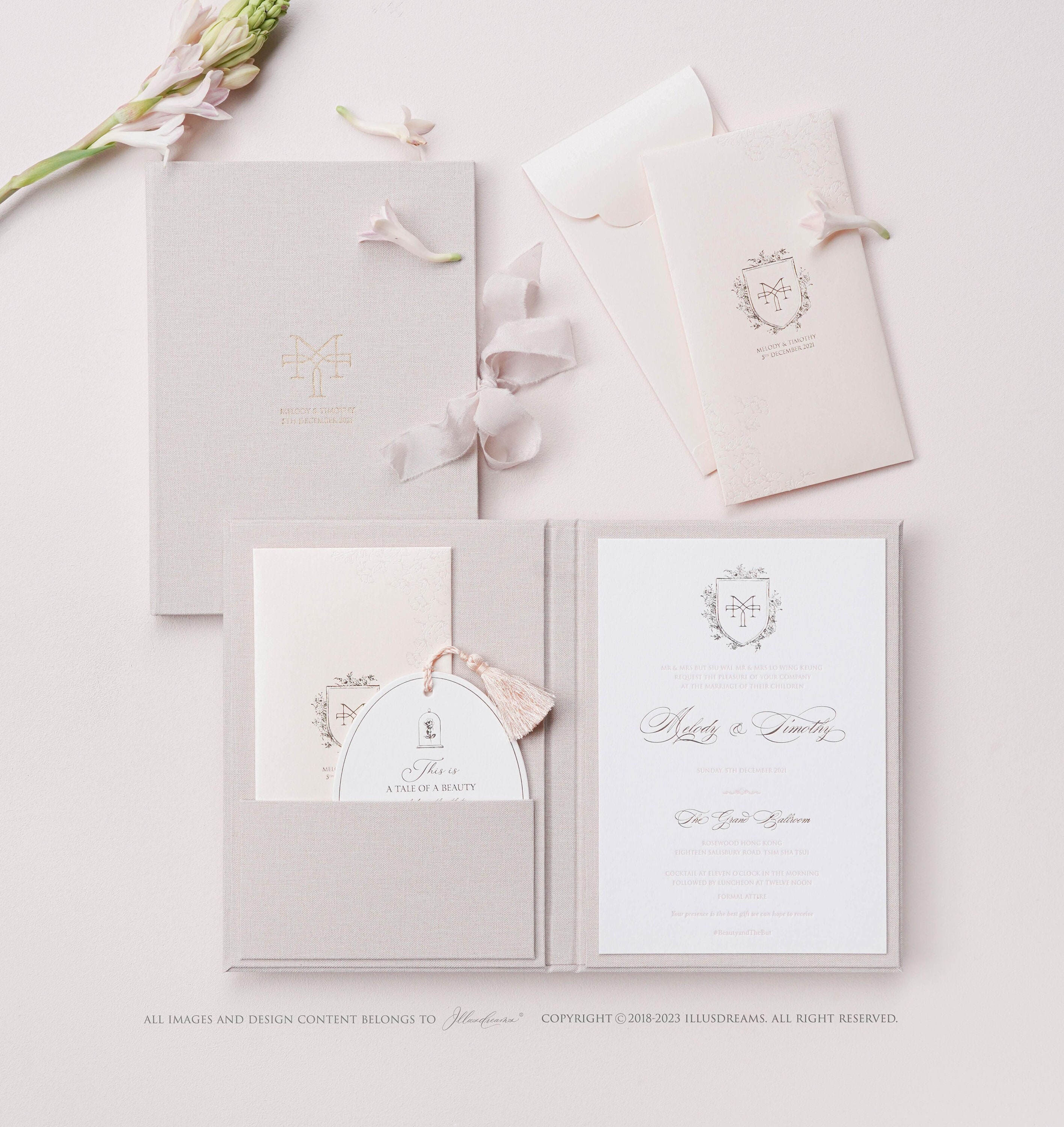 Luxury Wedding Invitation Folio, Invitation Box, Custom Crest, Foil ...