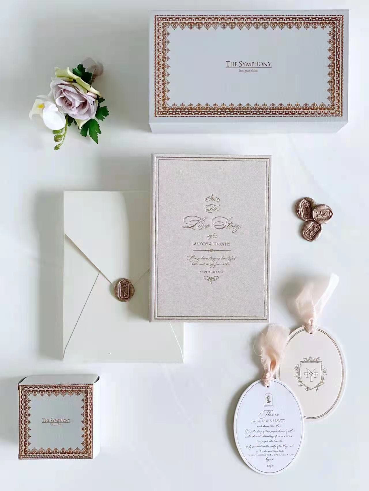 Luxury Wedding Invitation Folio, Invitation Box, Custom Crest, Foil ...