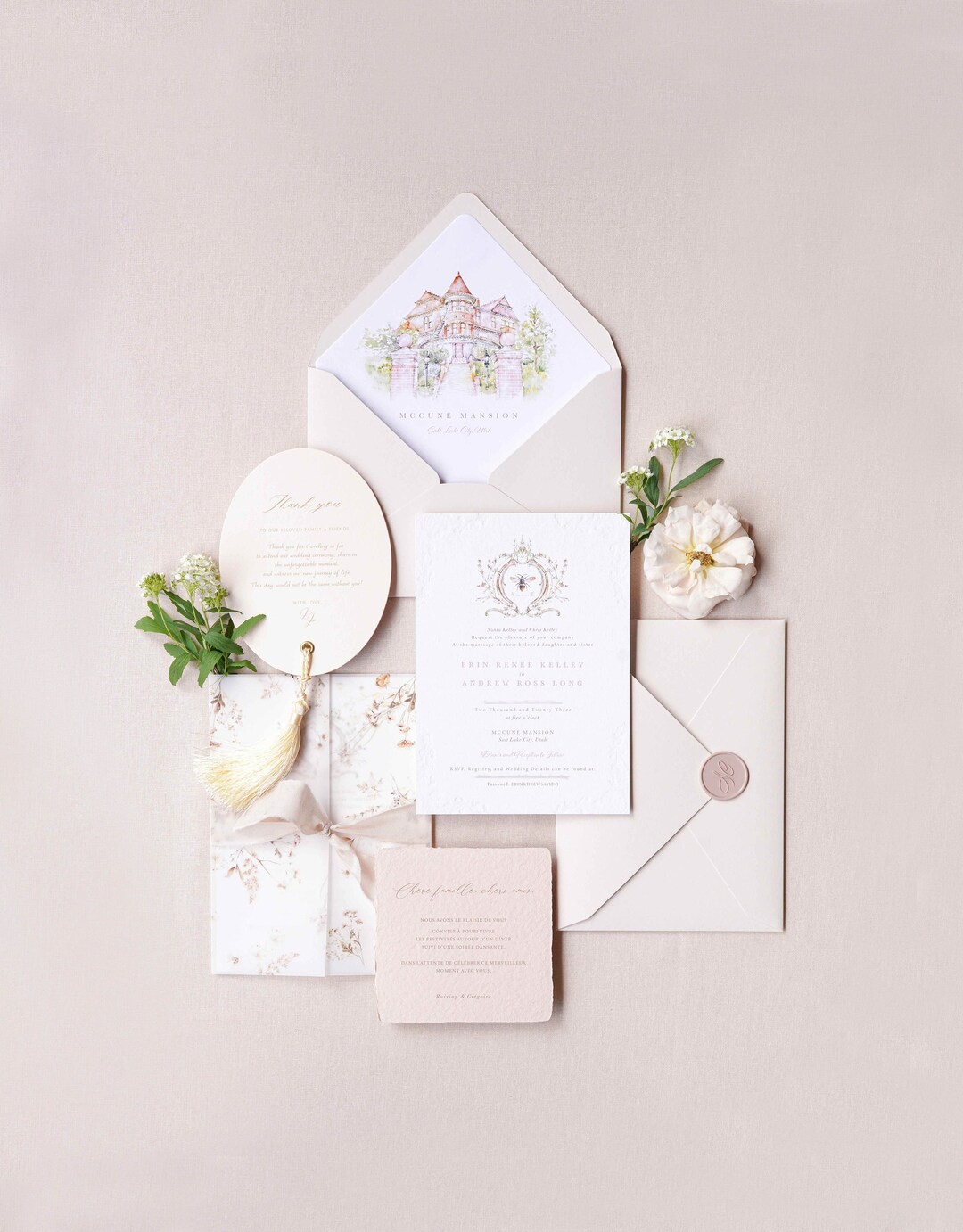 Personalized Press Printed Invitation, Custom Watercolor Crest, Custom ...