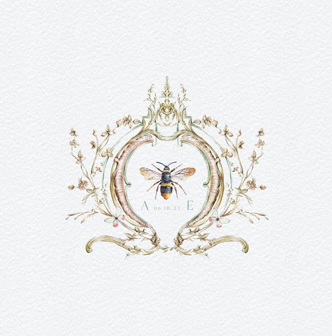 Custom Wedding Crest, Watercolor Monogram, Emblem, Personalized Design ...