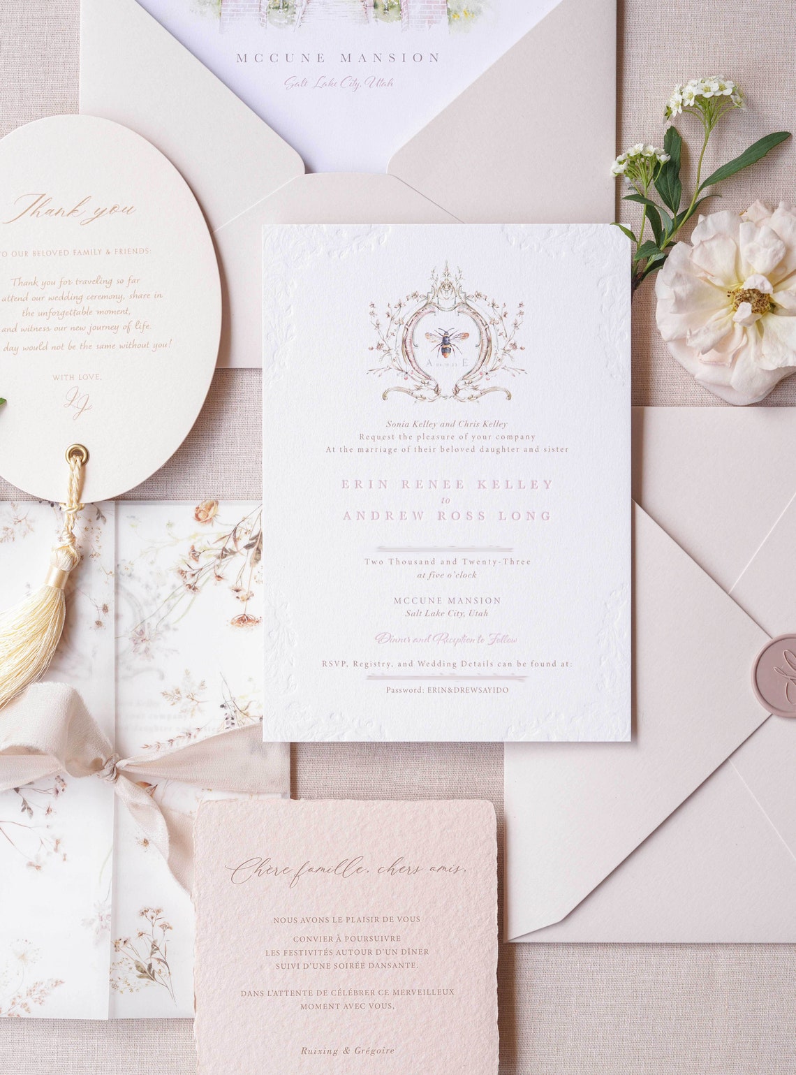 Personalized Press Printed Invitation, Custom Watercolor Crest, Custom ...