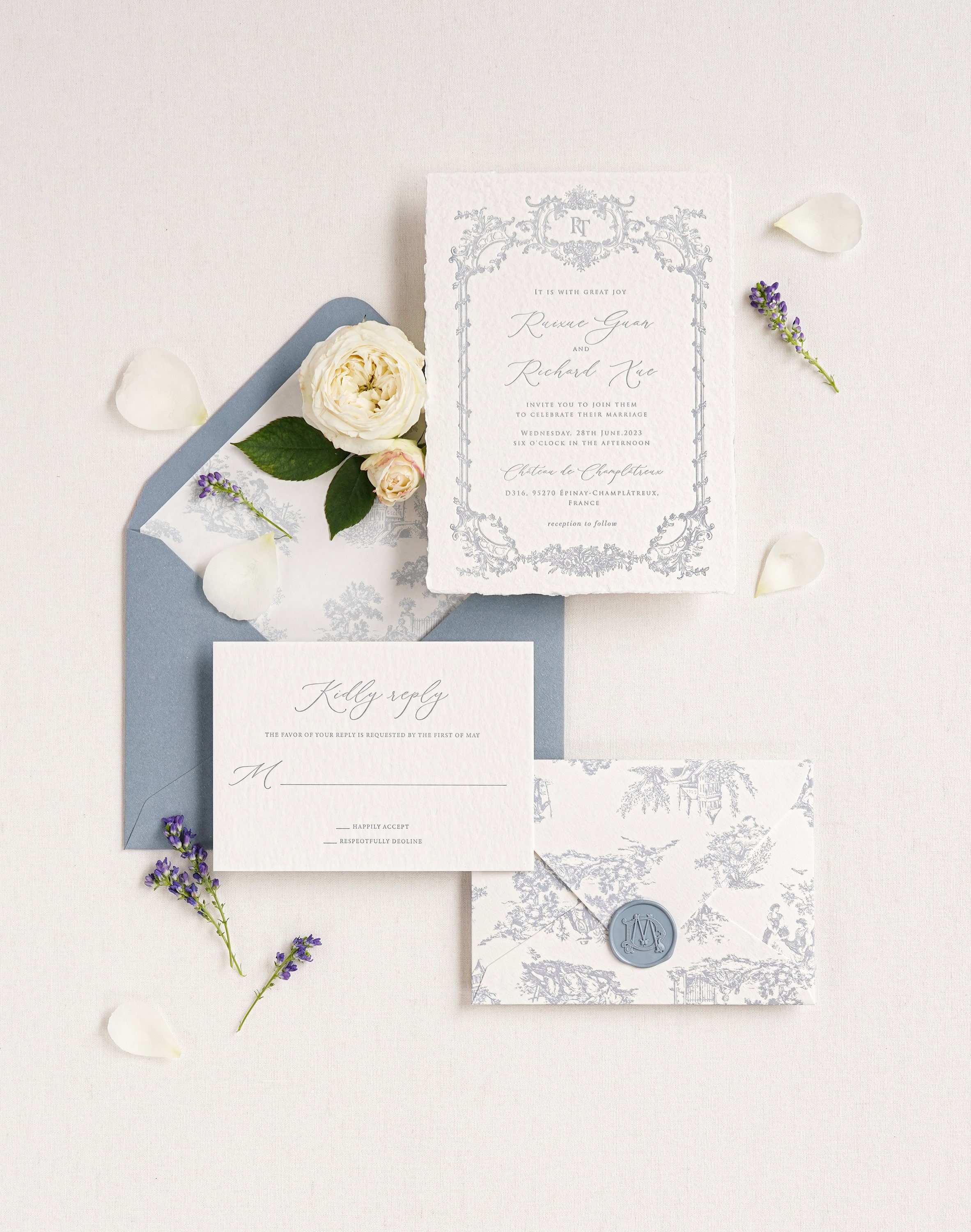 The Elizabeth Suite, Letterpress Wedding Invitation Suite, Vintage ...