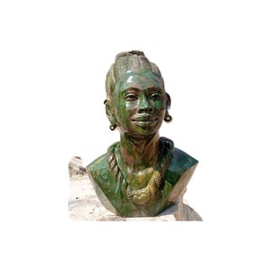 SHONA STONE SCULPTURE, Female Head Bust, Decorative Statues, Verdite ...
