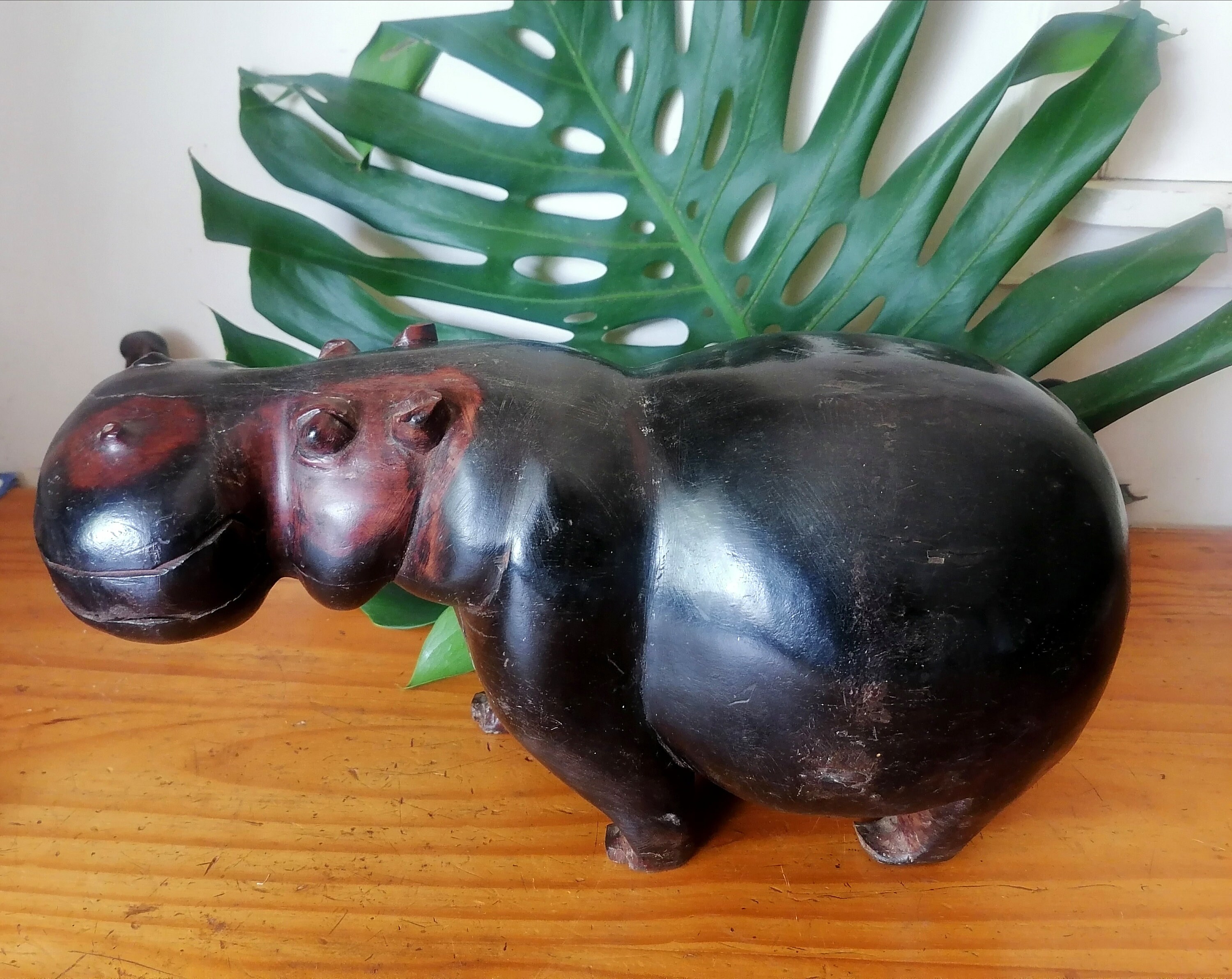 18.497 Lbs Large Vintage Hippo Statue Hippo Wooden | Etsy